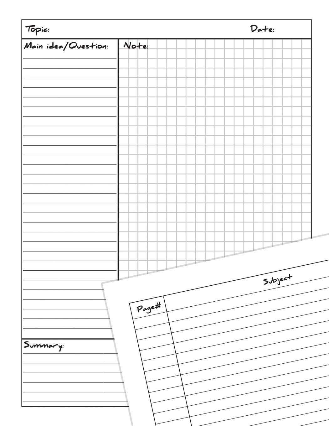 cornell notes notebook: Grid template template 0.25 inches square graph ...