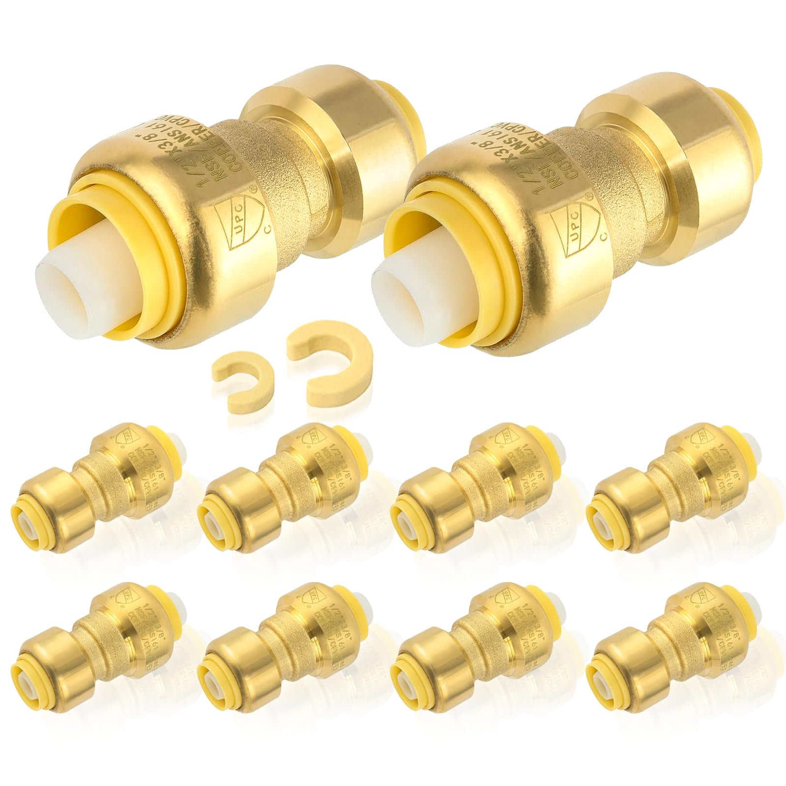 Amazon.com: HeSun 10-Pack Pushfit Coupling, 1/2"x3/8" Push to Connect ...