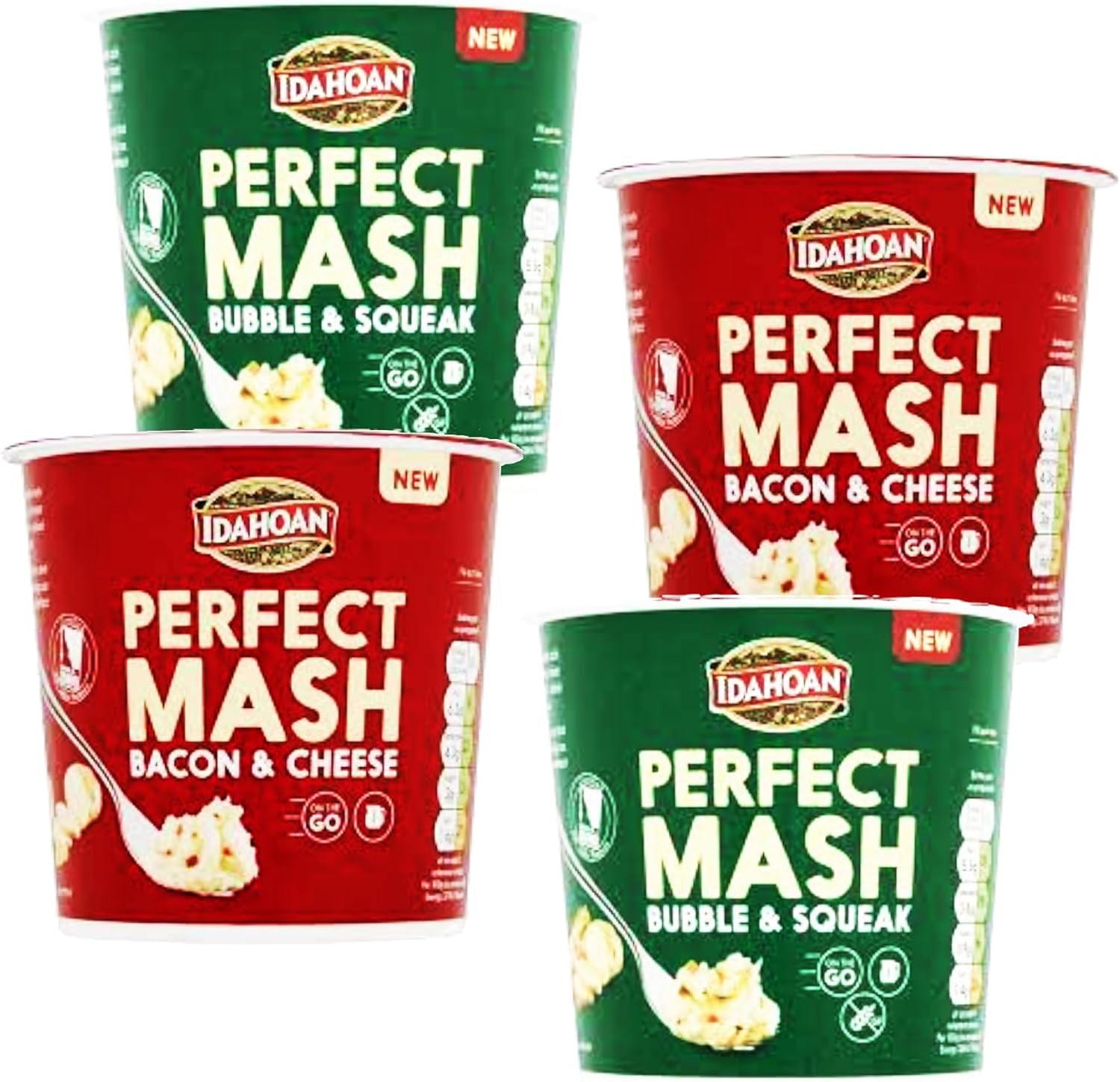 Instant Mash Potato Pots Bundle - Bubble and Squeek Bacon and Cheese 4 ...