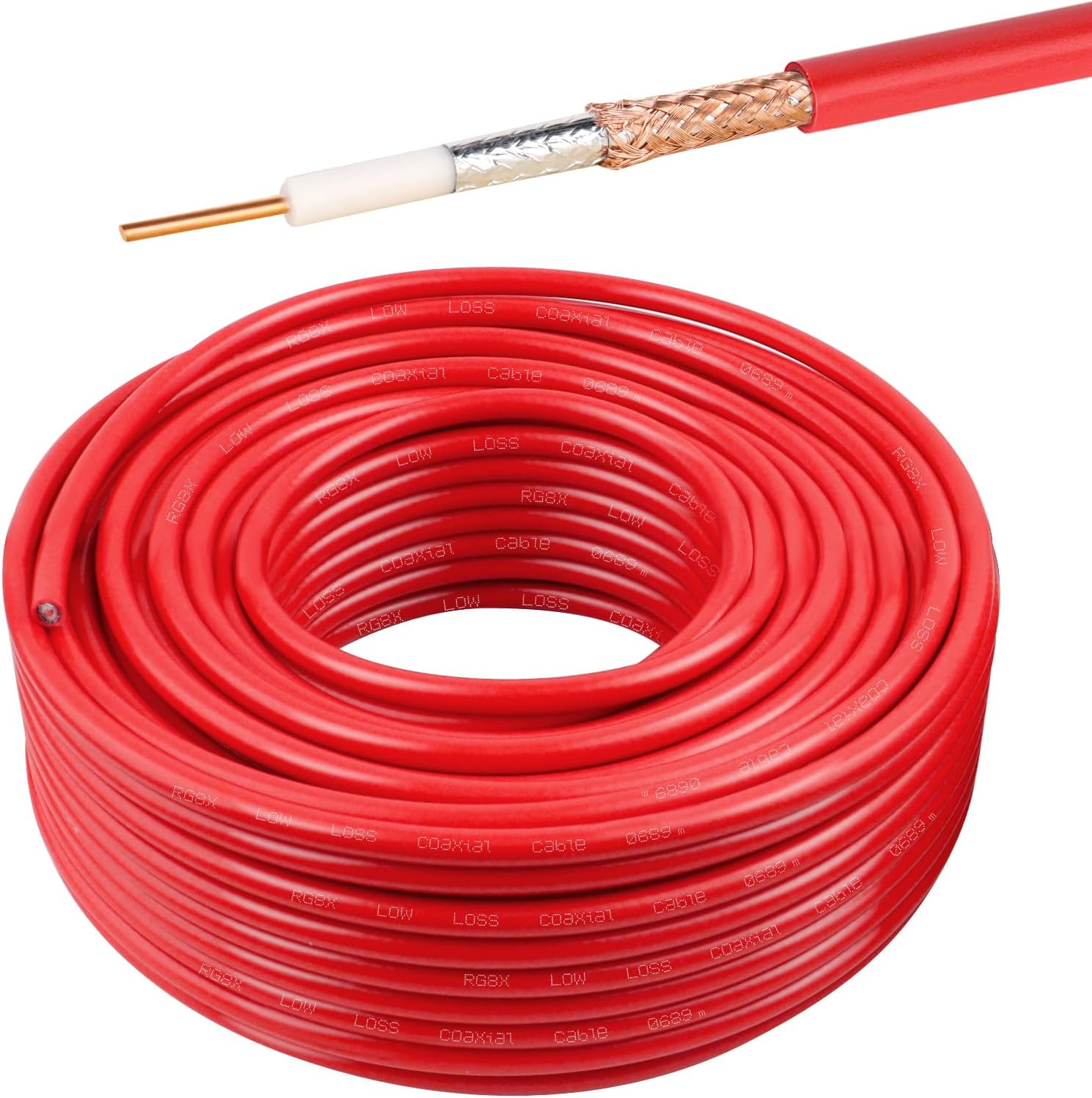 Amazon.com: MOOKEERF RG8X Coaxial Cable 100ft,Low Loss 50 ohm RG 8X ...