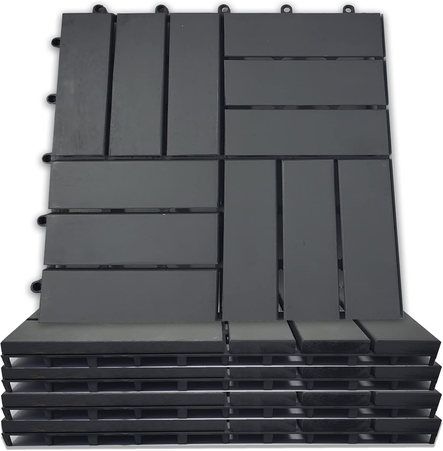 Interlocking Deck Tiles 8 Pack Gray - Snap Together Wood Flooring | 12 ...