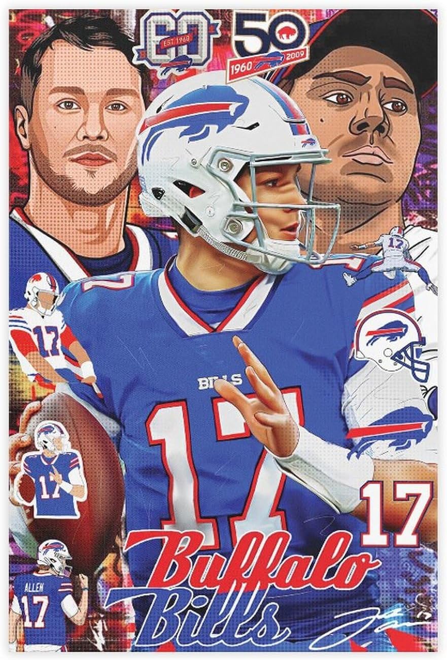Amazon.com: Josh Allen Poster Football Picture Canvas Poster Bedroom ...