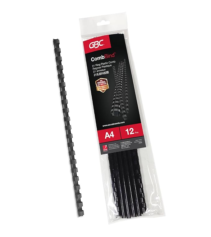 GBC Plastic Binding Combs 21R 16.0mm with 145 Sheet Capacity, Black ...