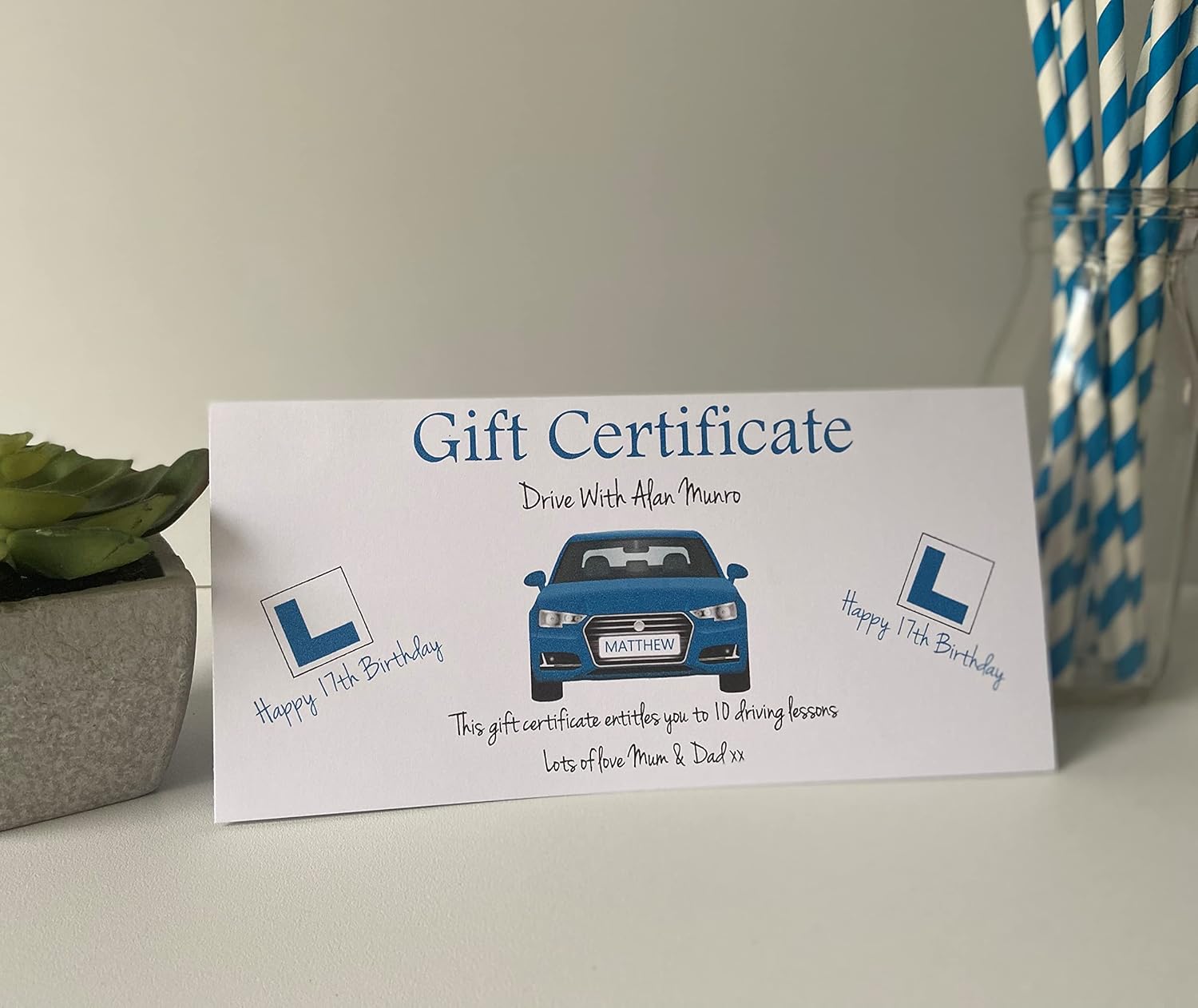 Personalised Driving Lessons Birthday Card Gift Certificate Money ...