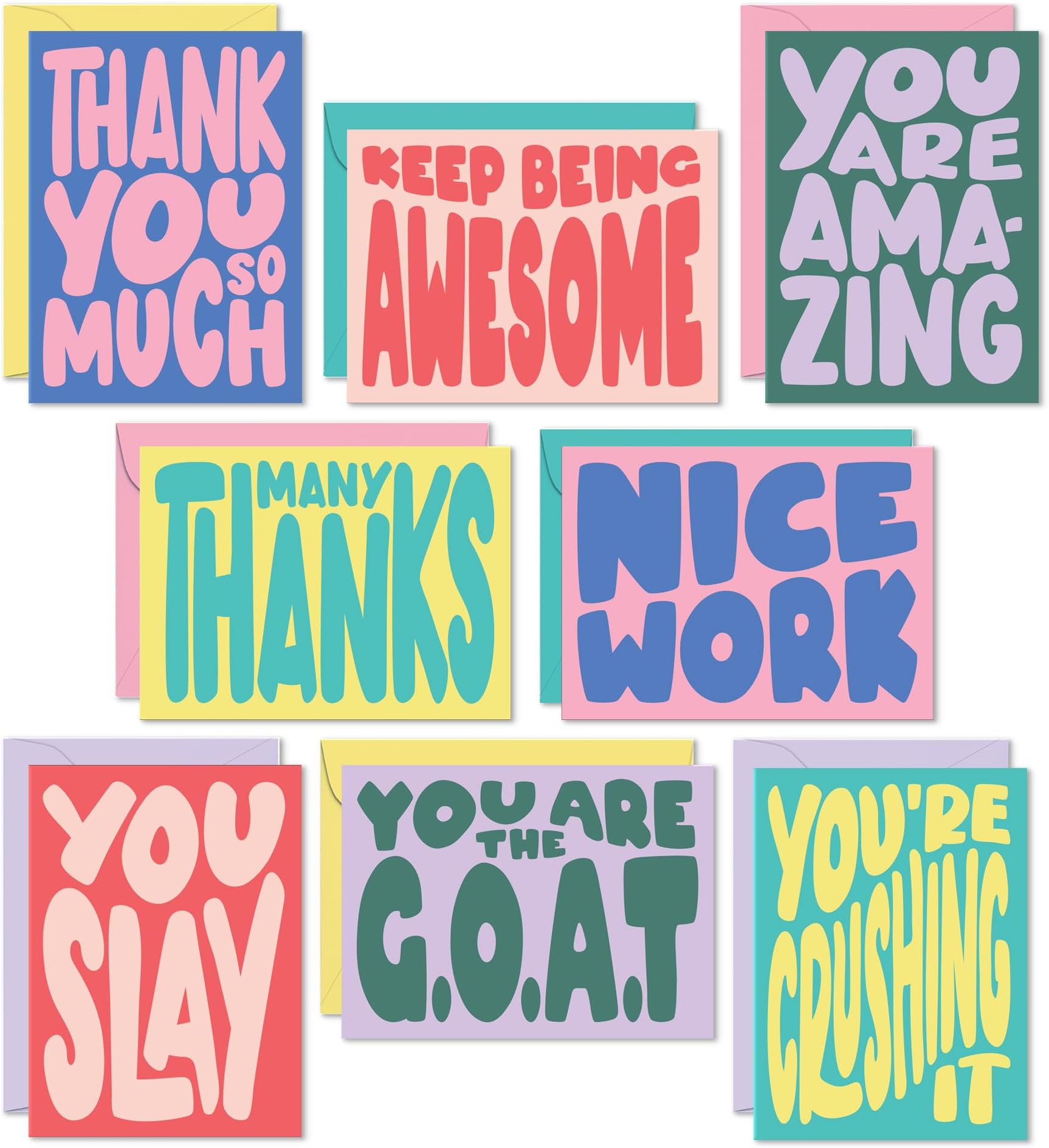 Amazon.com: S&O Set of 24 Cute Appreciation Cards with Envelopes - 8 ...