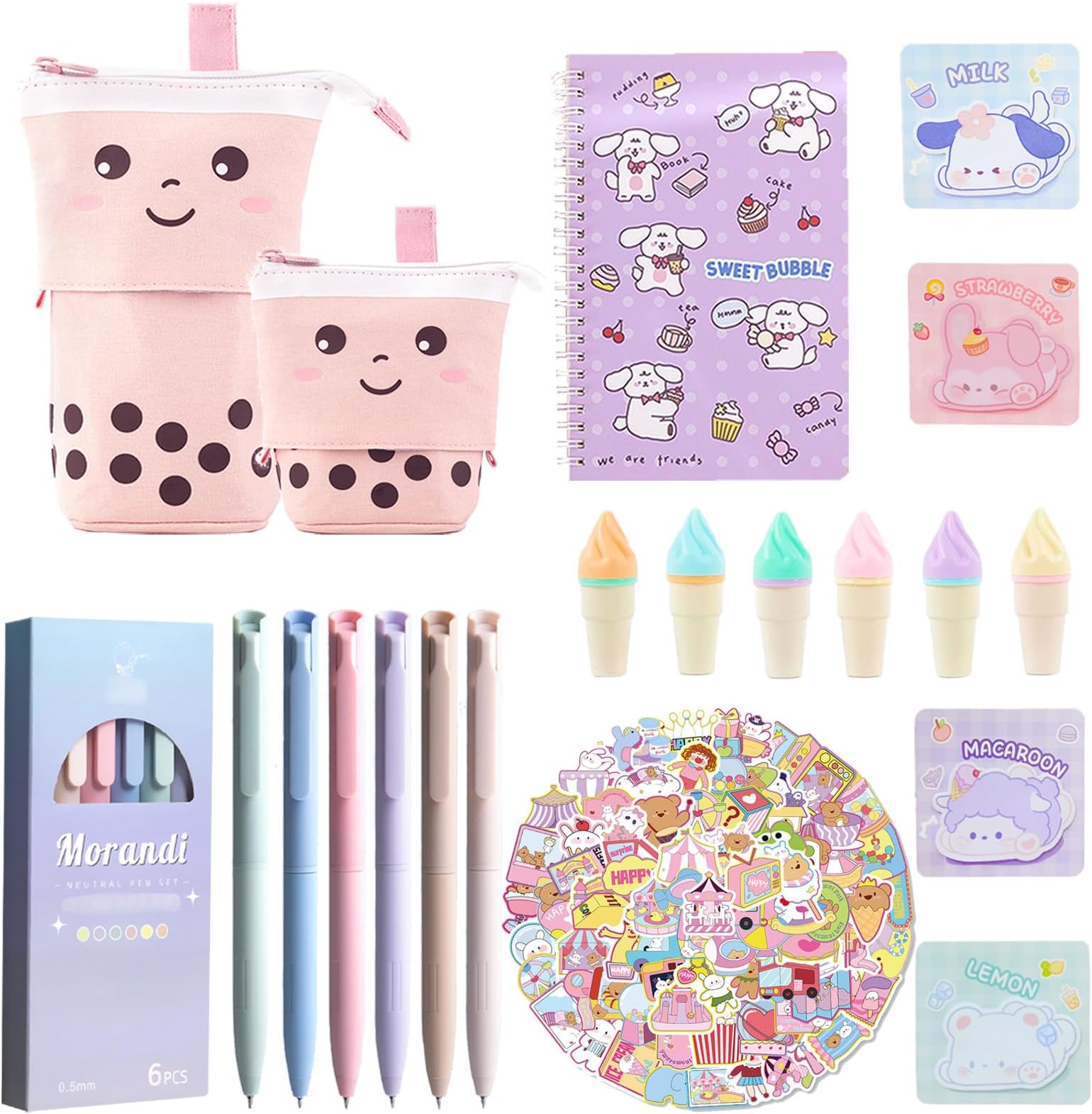 Amazon.com: Falinpitos Kawaii Stationary Set Cute Stuff Office Supplies ...