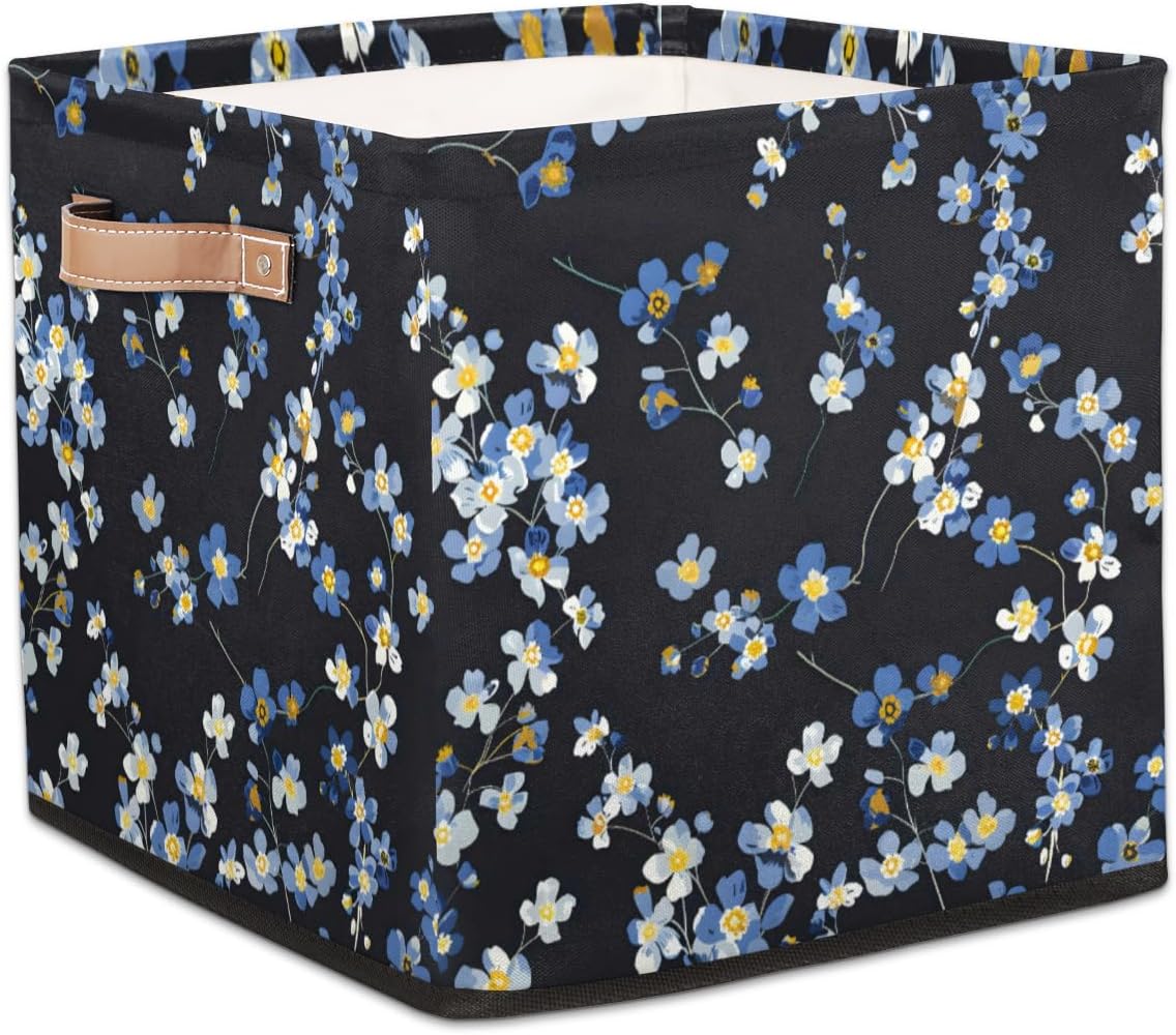 Amazon.com: Tablerazzi Blue Wildflower Cube Storage Bin, 13 Inch ...