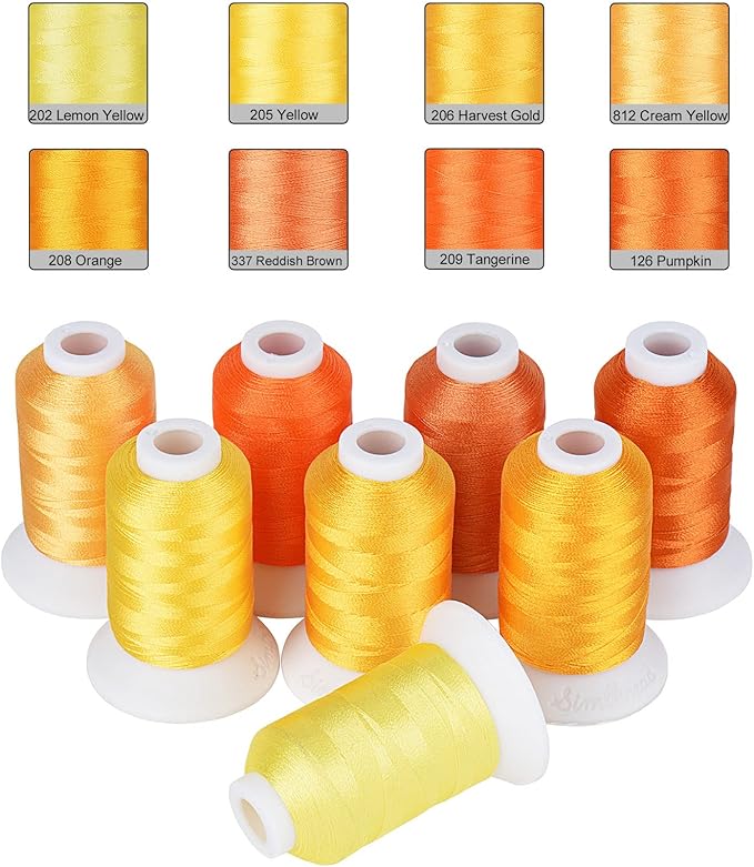 Amazon.com: Simthread Yellow Embroidery Thread – 8 Shades Compatible ...