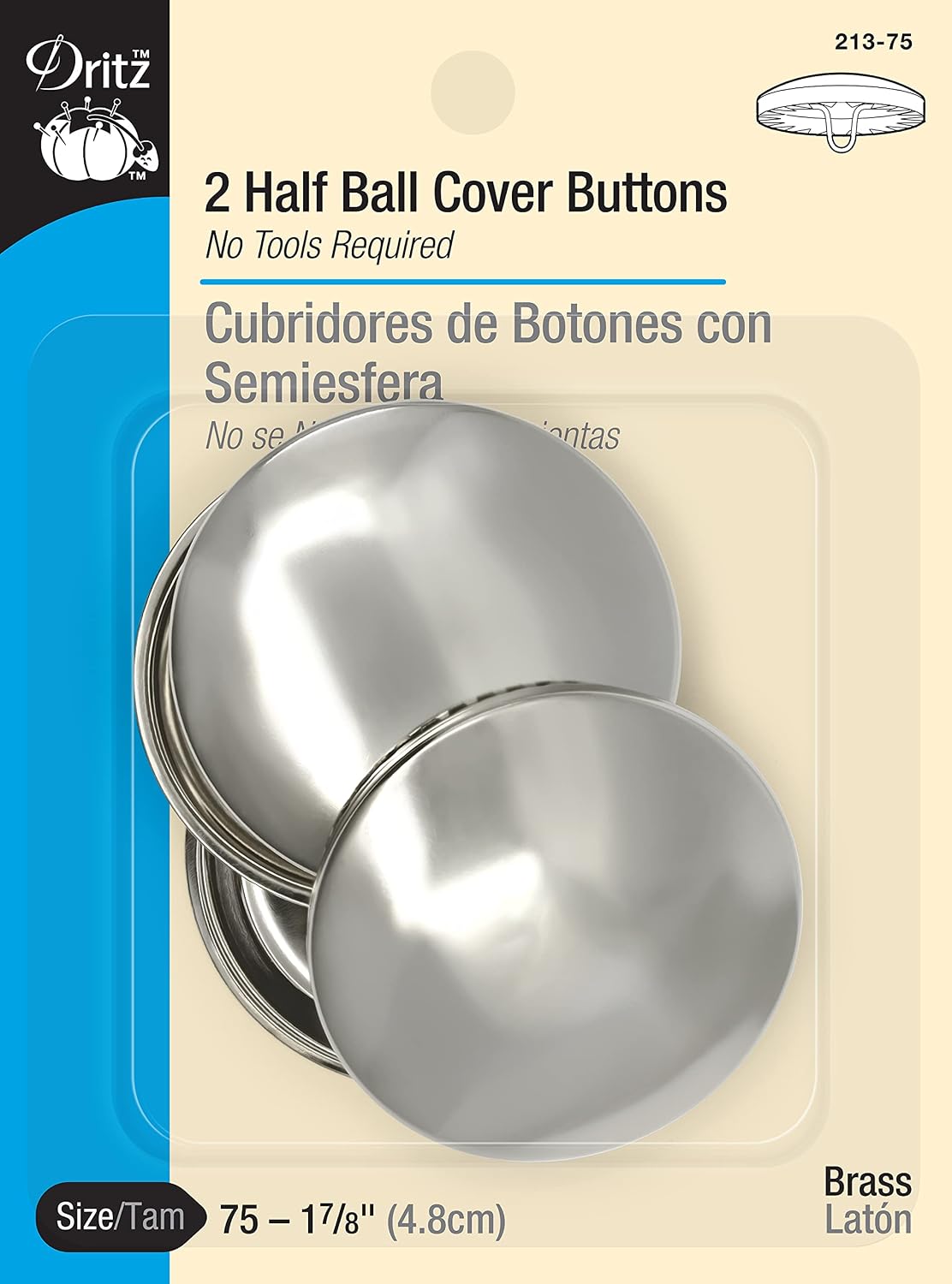 Amazon.com: Dritz 213-75 Half Ball Cover Buttons, Size 75 (1-7/8-Inch ...