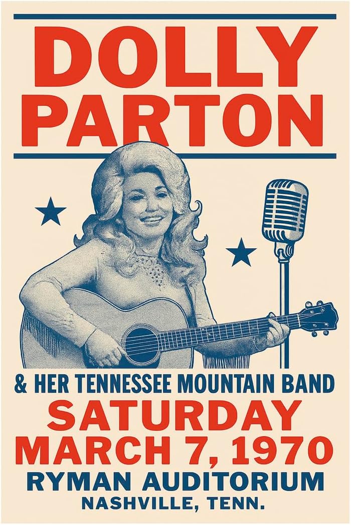 Amazon.com: Dolly Parton Concert Poster, The Ryman Auditorium, March ...