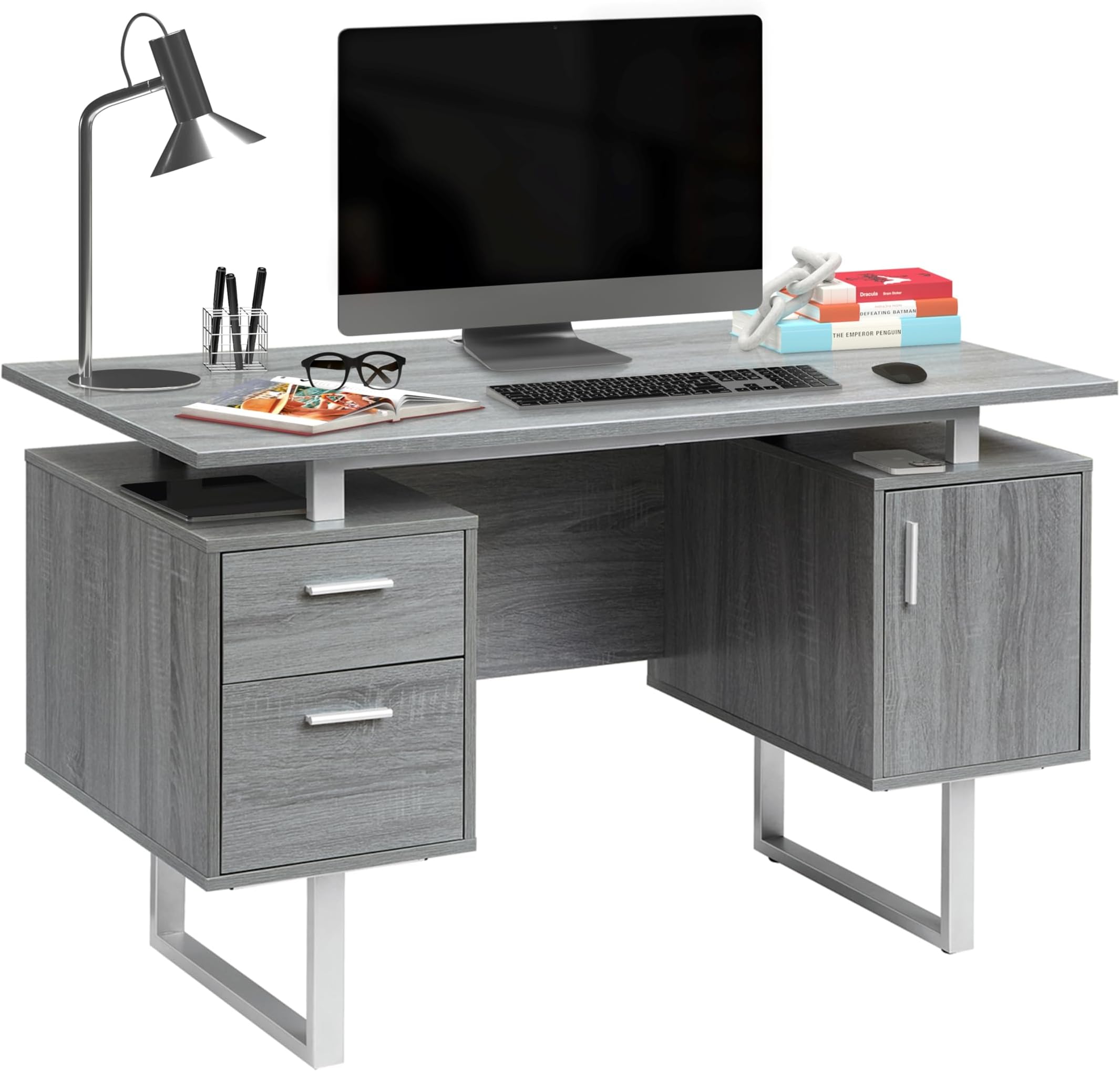 Amazon.com: Topjia Home Office Writing Desk with Drawers,Wooden ...