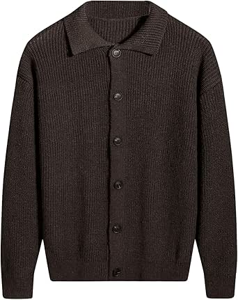 GORGLITTER Men's Button Up Cardigan Long Sleeve Drop Shoulder Collared ...