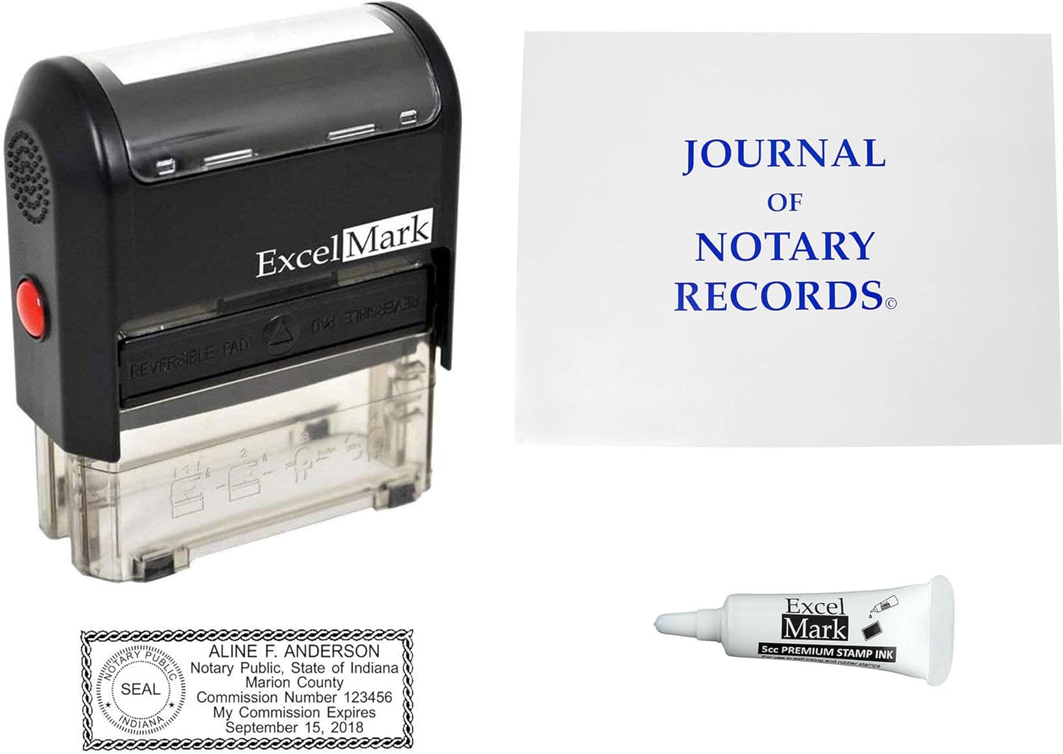 Amazon.com : ExcelMark Self Inking Notary Stamp Kit - Indiana : Office ...