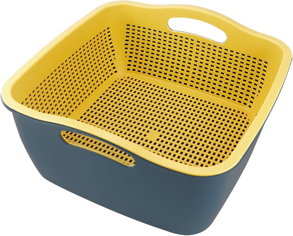 Amazon.com: LNQ LUNIQI Double-layer Draining Basket Plastic Fruits ...