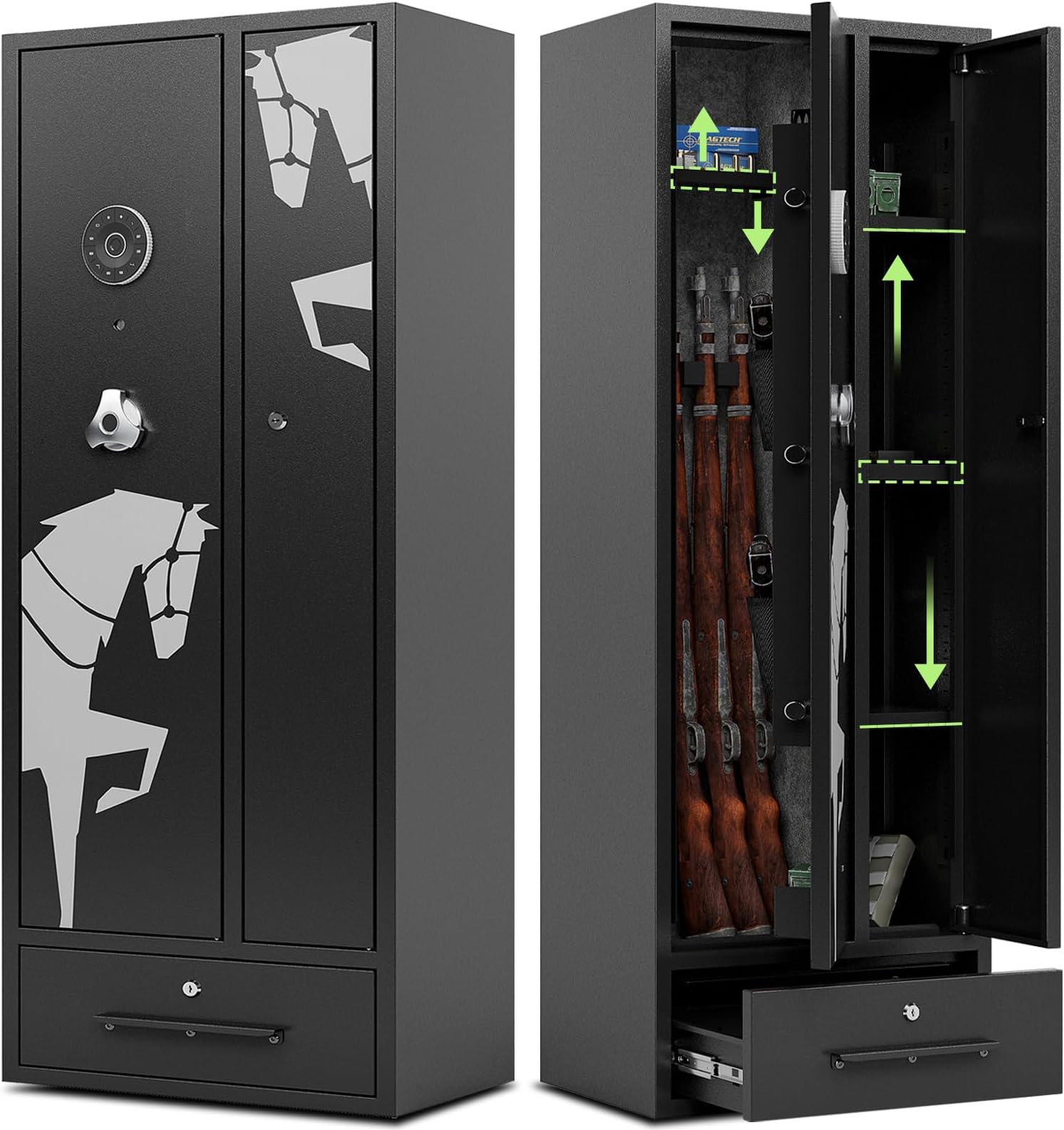 KAER Large Gun Safes for Home - Rifle, Pistol & Shotgun Cabinet with ...