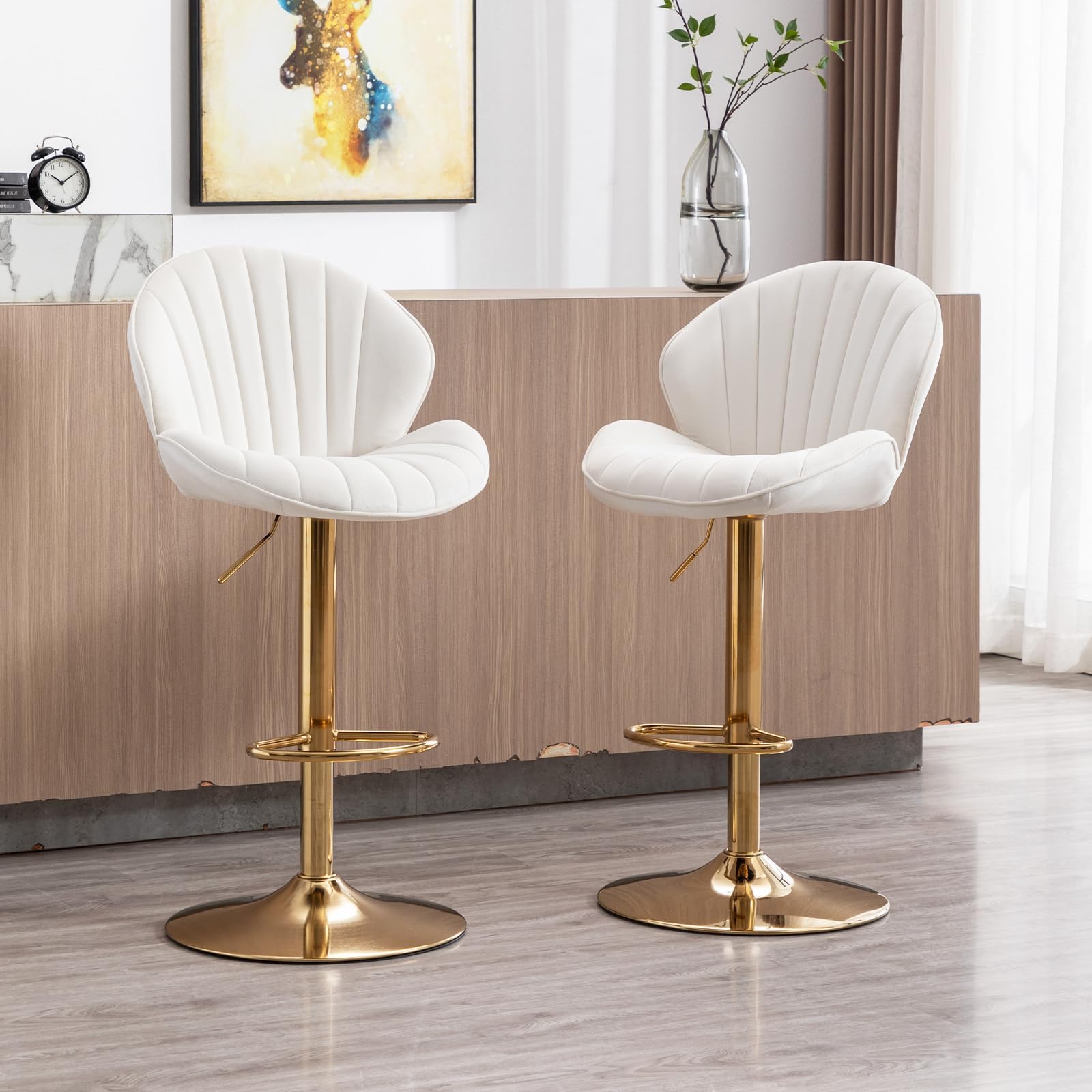 COSTWAY Bar Stools Set of 2, Height Adjustable Swivel Barstools with ...