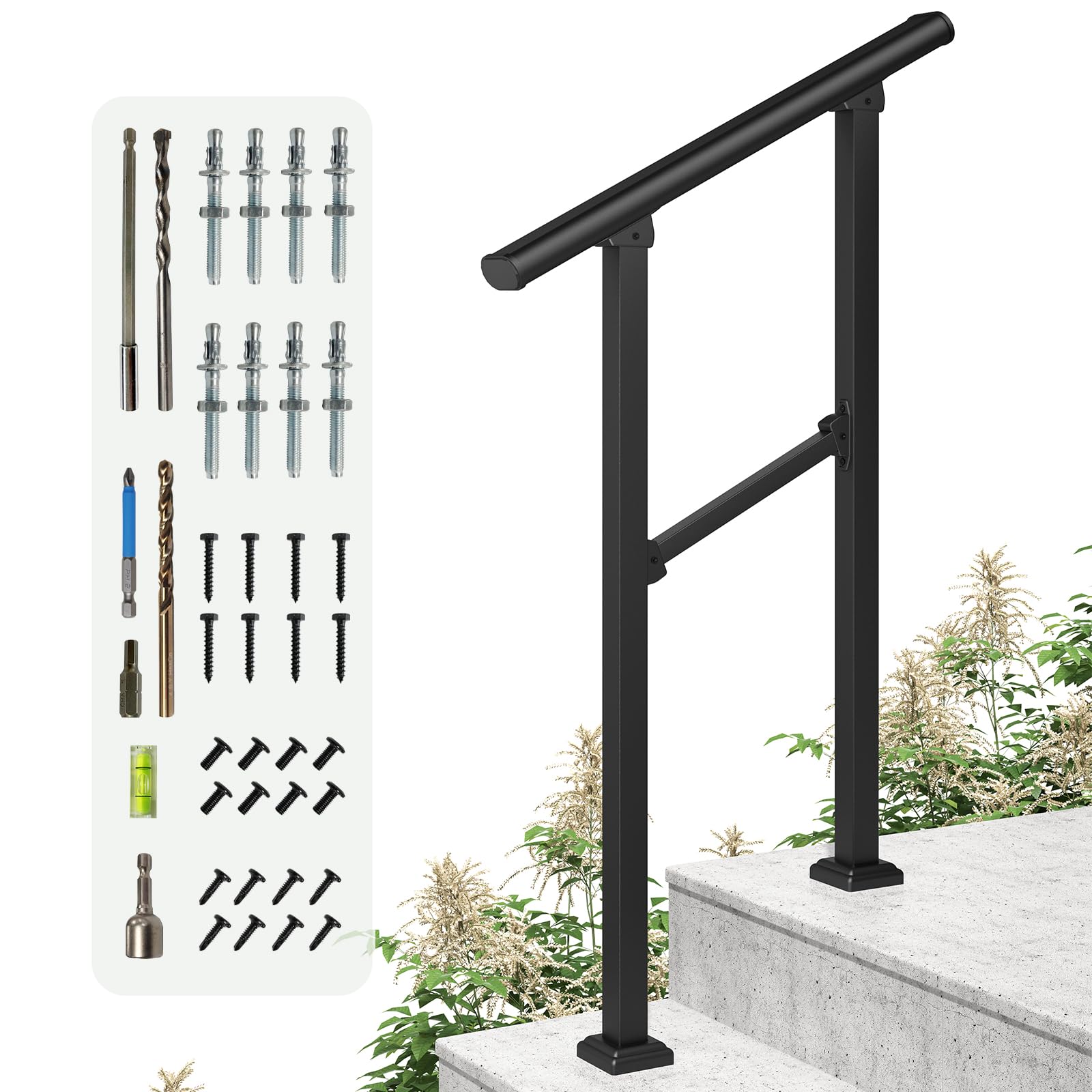 Snapklik.com : LOVMOR 2 Step Hand Rails For Outdoor Steps, Wrought Iron ...