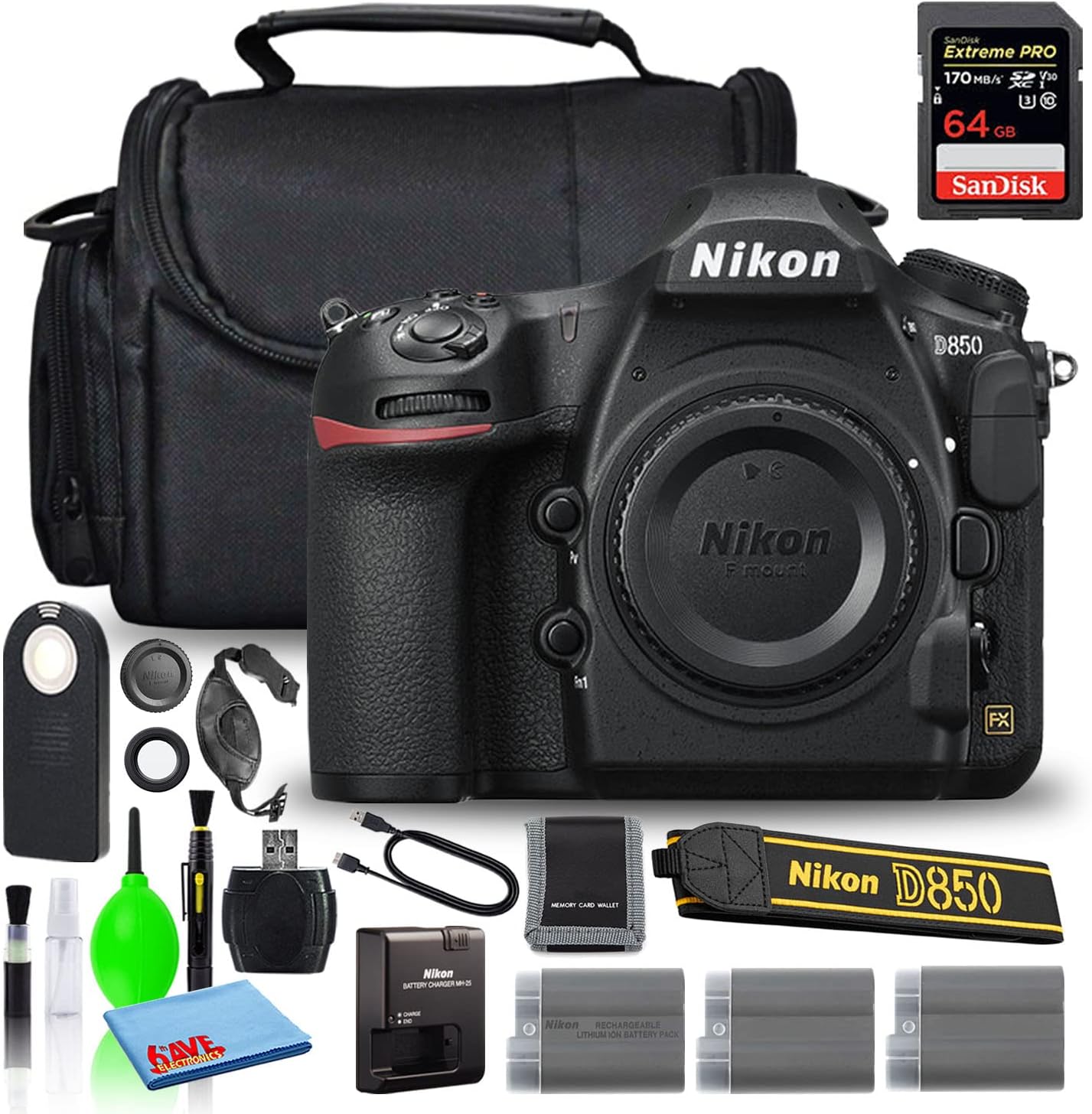 Amazon.com : Nikon D850 DSLR Camera Body - Bundle with 64GB SDXC U3 ...