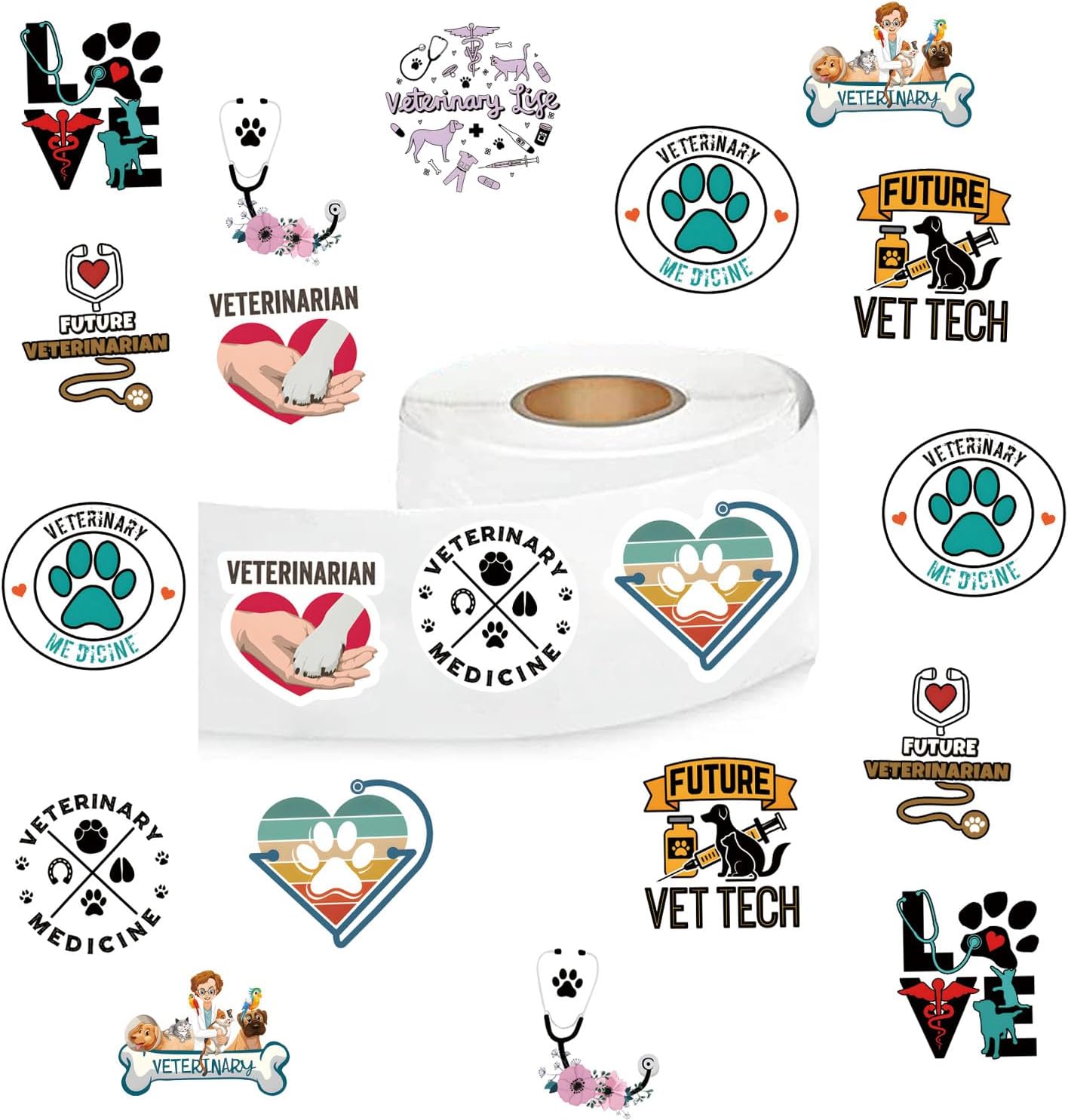 Amazon.com: Veterinary Stickers (500 pcs), 10 Sheets Graphic Cartoon ...