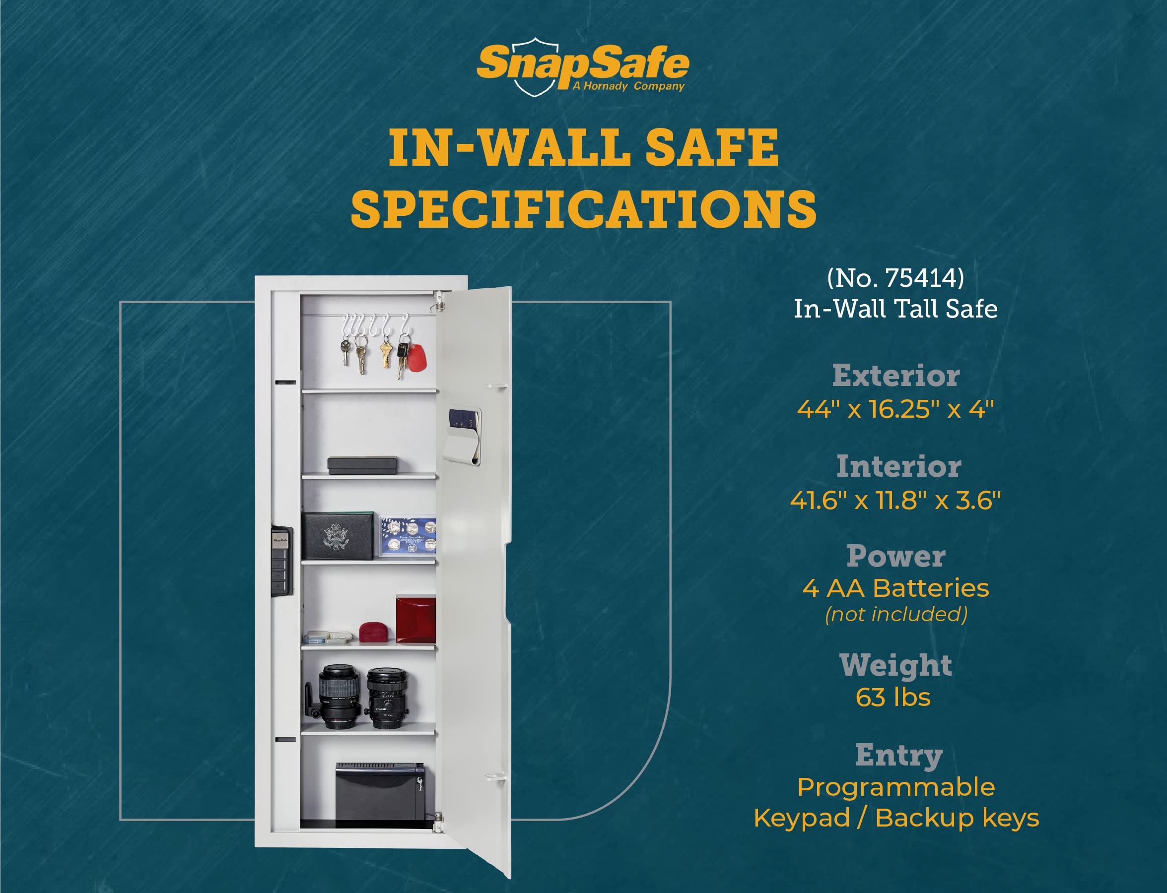 Snapklik.com : In Wall Tall Safe, Light Grey, 75414 - Hidden Gun Safe Provides Security For Your ...