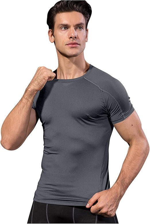 PAOMIAN Herren Kompressionsshirt Kurzarm Funktionsshirt Atmungsaktives ...