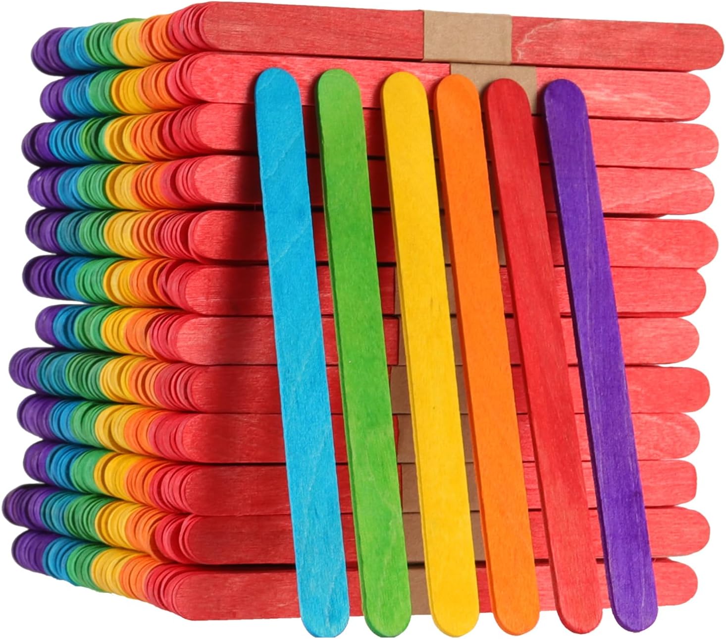 ZOENHOU 1000 PCS 4.5 Inch Colored Popsicle Sticks, Natural Wood Lolly ...