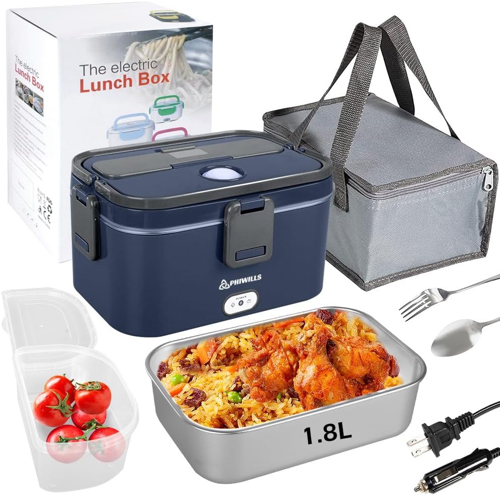Amazon.com: PHIWILLS 80W Electric Lunch Box 1.8L Container Food Warmer ...