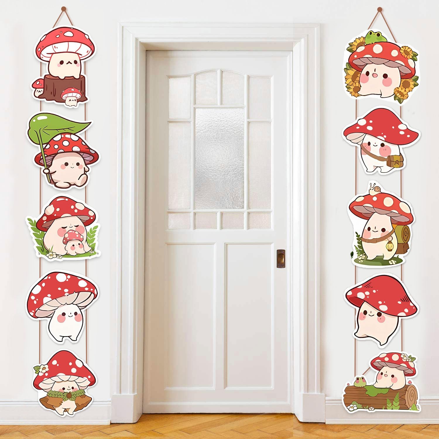 Amazon.com: 2Pcs Red Forest Mushroom Party Porch Sign Door Hanging ...