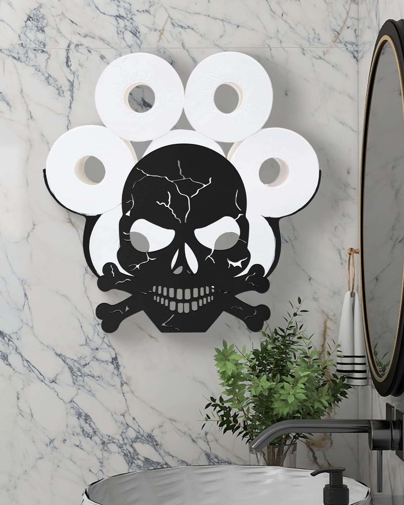 Amazon.com: OwnMy Black Skull Toilet Paper Holder Wall Mount Toilet ...