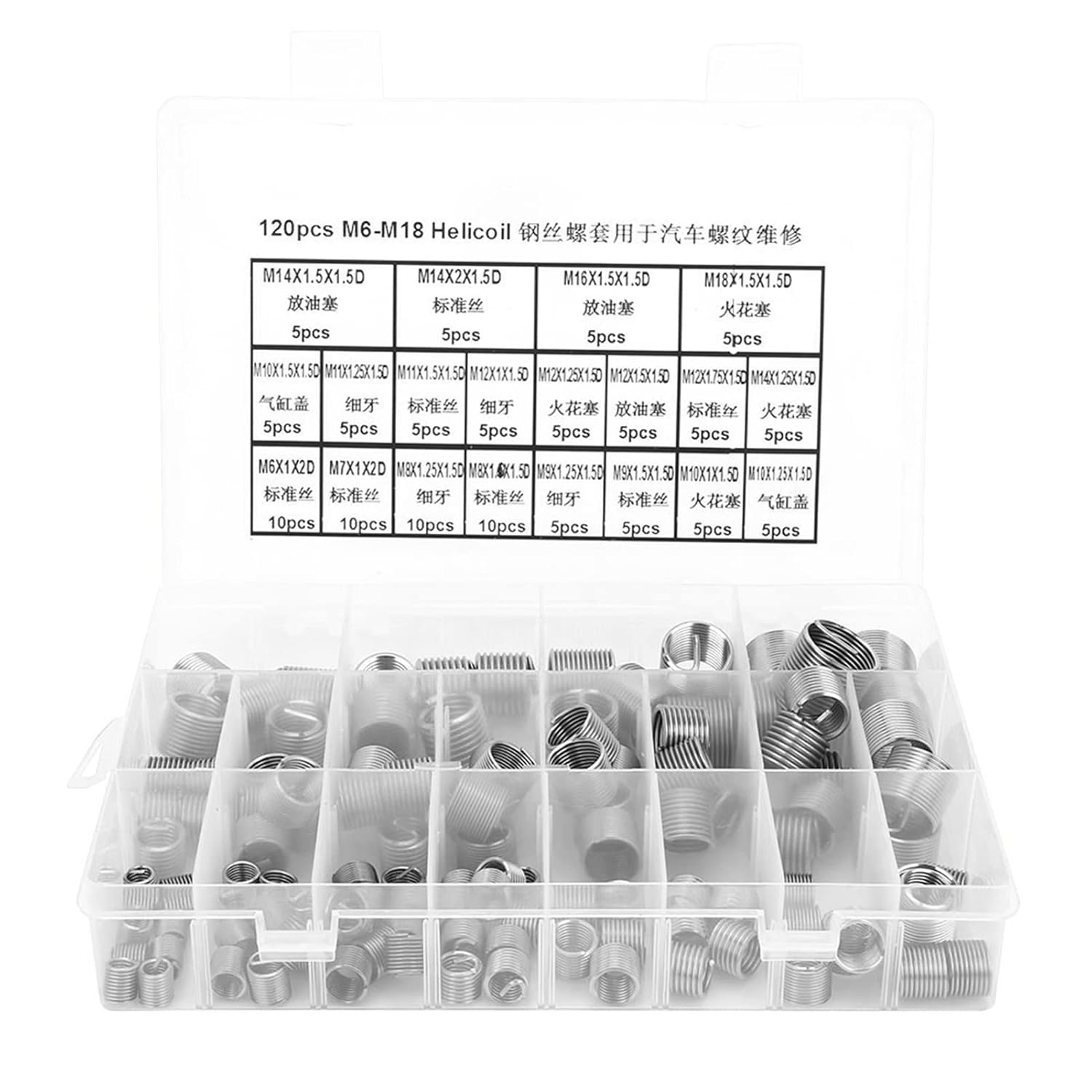 Amazon.com: EVTSCAN 120 Pcs Stainless Steel Helical Threaded Inserts ...