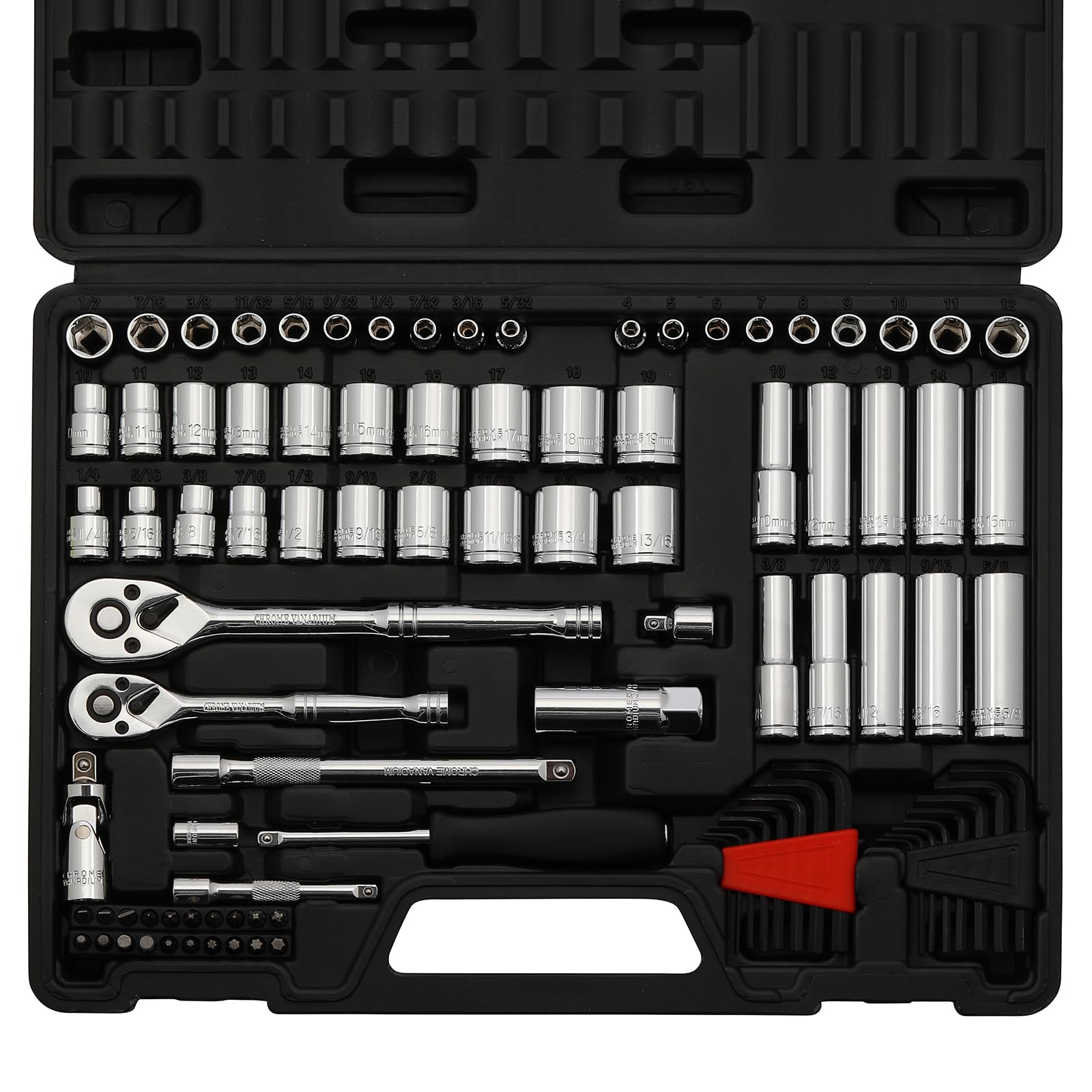 Amazon.com: EMENTOL 94PCS 1/4" and 3/8" Drive Master Socket Set, CR-V ...