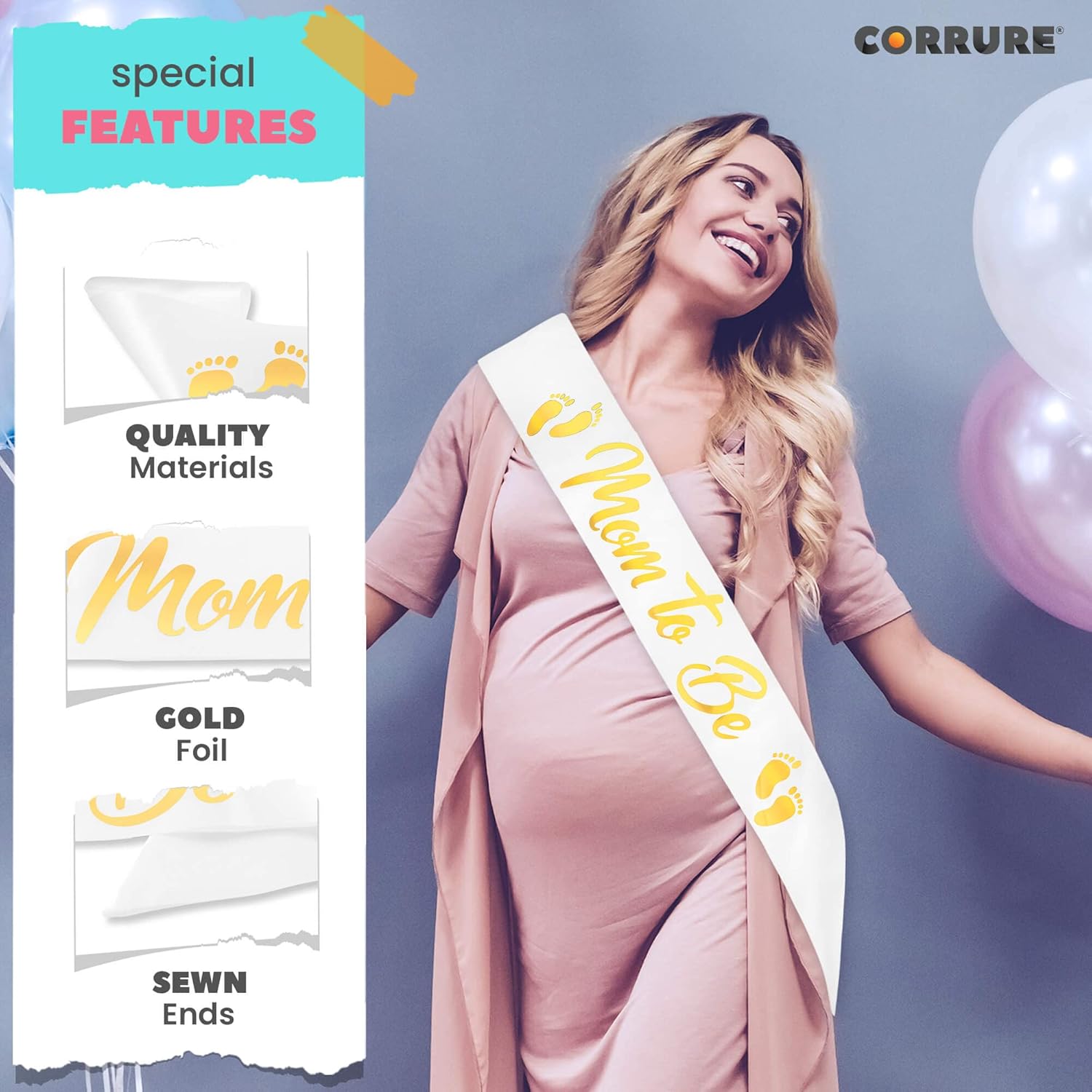 CORRURE Faja de baby shower para niño o niña Faja ‘Mom to Be’ con ...