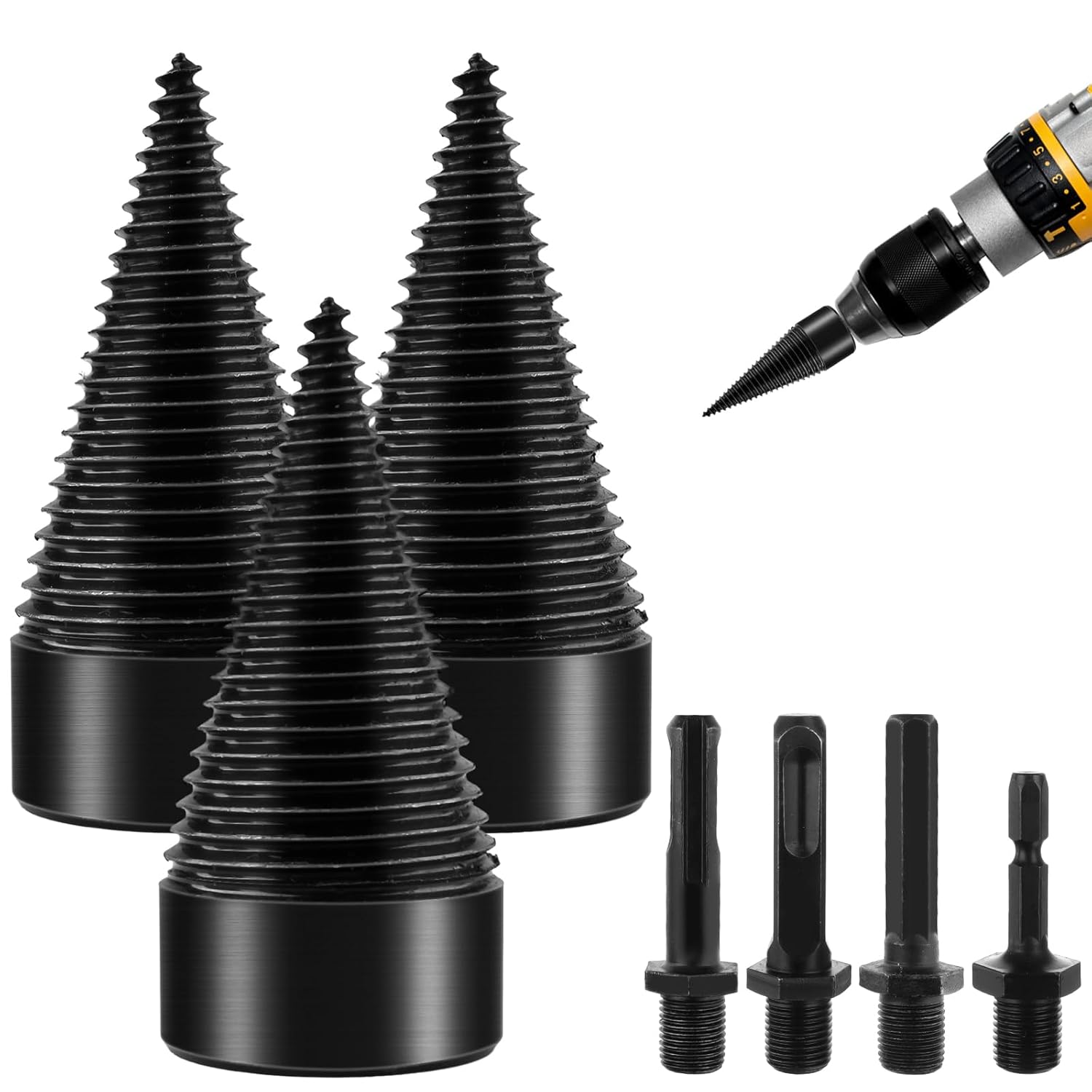 Amazon.com : 7Pcs Firewood Log Splitter Drill Bit Set 3Pcs Removable ...