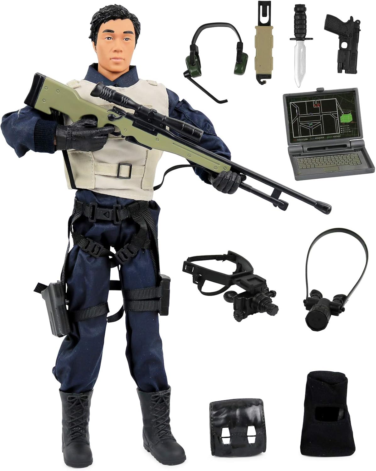Amazon.com: Click N' Play Police Force Sniper 12" Inch Action Figure ...