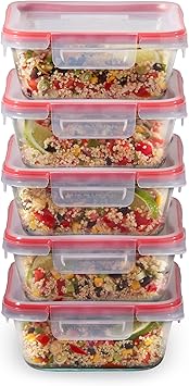 Amazon.com: Pyrex Freshlock (5-Pack, 4 Cup) Glass Food Storage ...