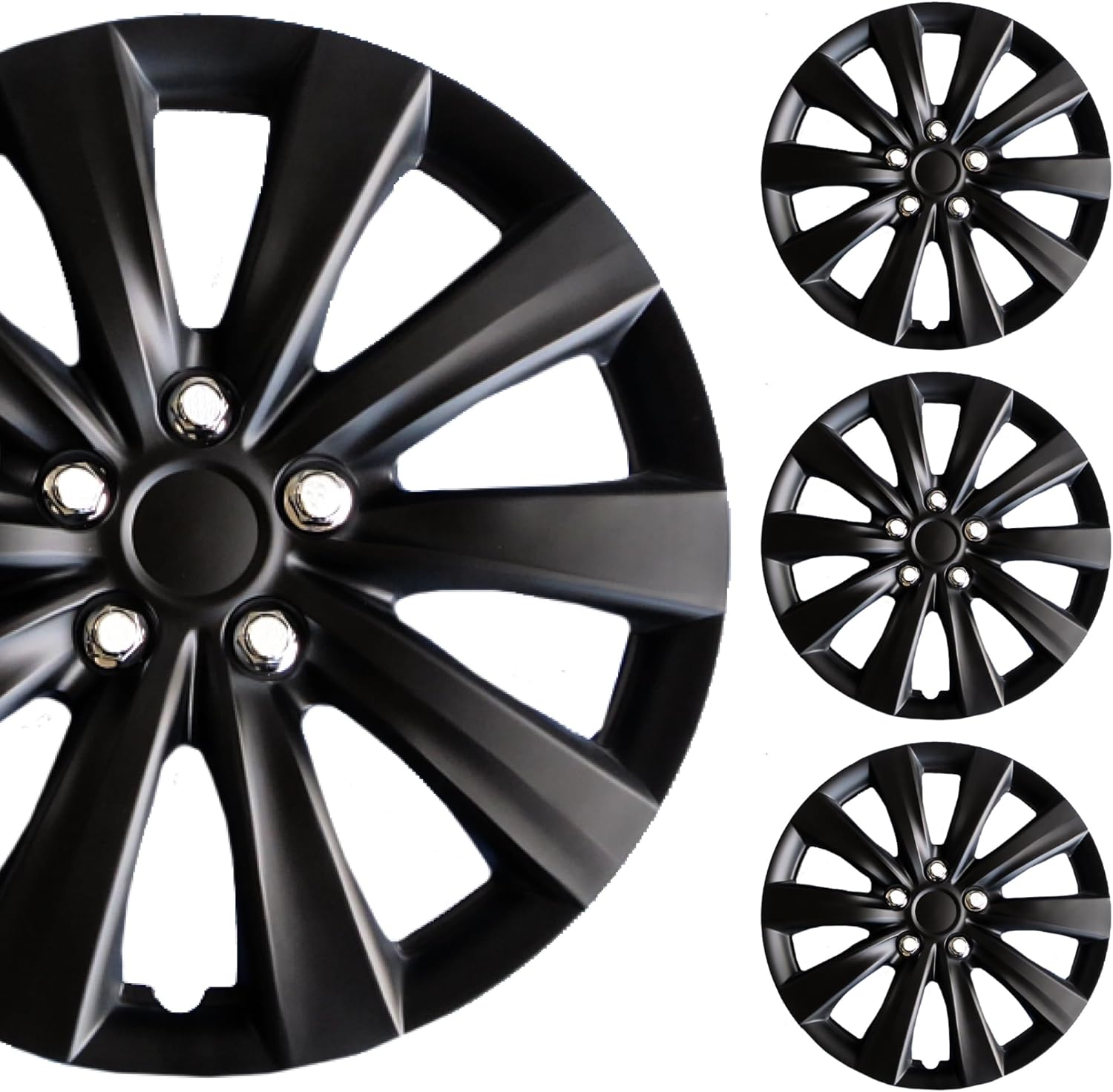 Amazon.com: PACRIM 16" Universal Gloss Black Car Wheel Cover/Hubcap Set ...