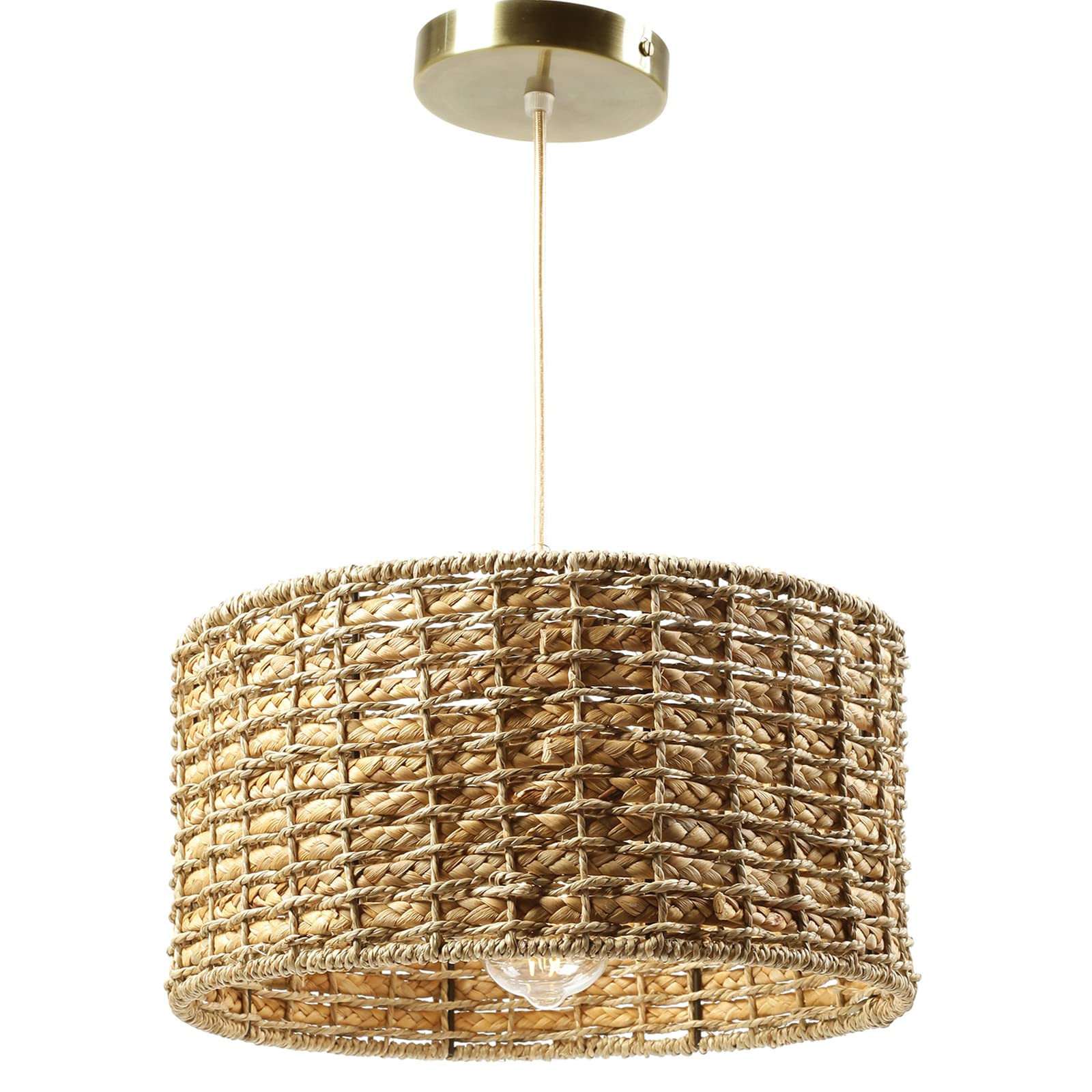HOONEX Wicker Pendant Light, Rattan Light Fixtures Ceiling, 12.4 ...