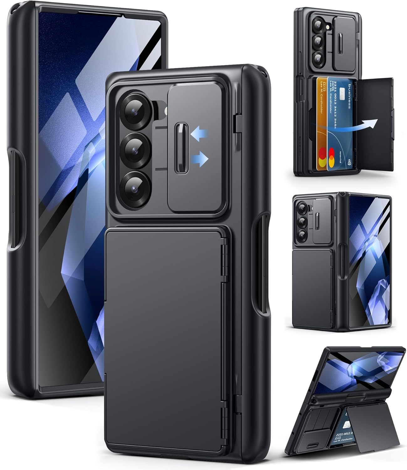 Amazon.com: TONGATE for Z Fold 6 Case, [with Card Holder & S Pen Holder] [Glass Screen Protector ...