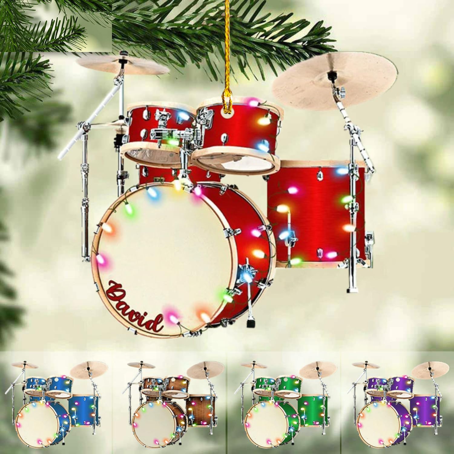 Amazon.com: Personalized Drum Ornament for Music Lover, Christmas ...