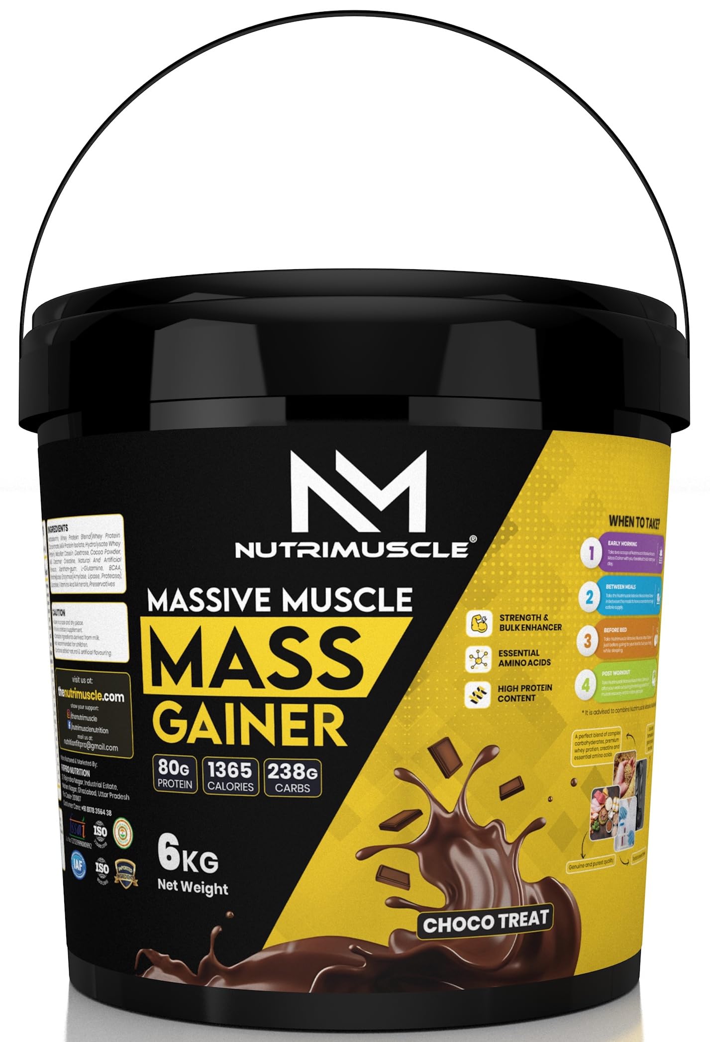 Nutrimuscle Massive Muscle Mass Gainer - 6kgs - Choco Treat (Chocolate ...