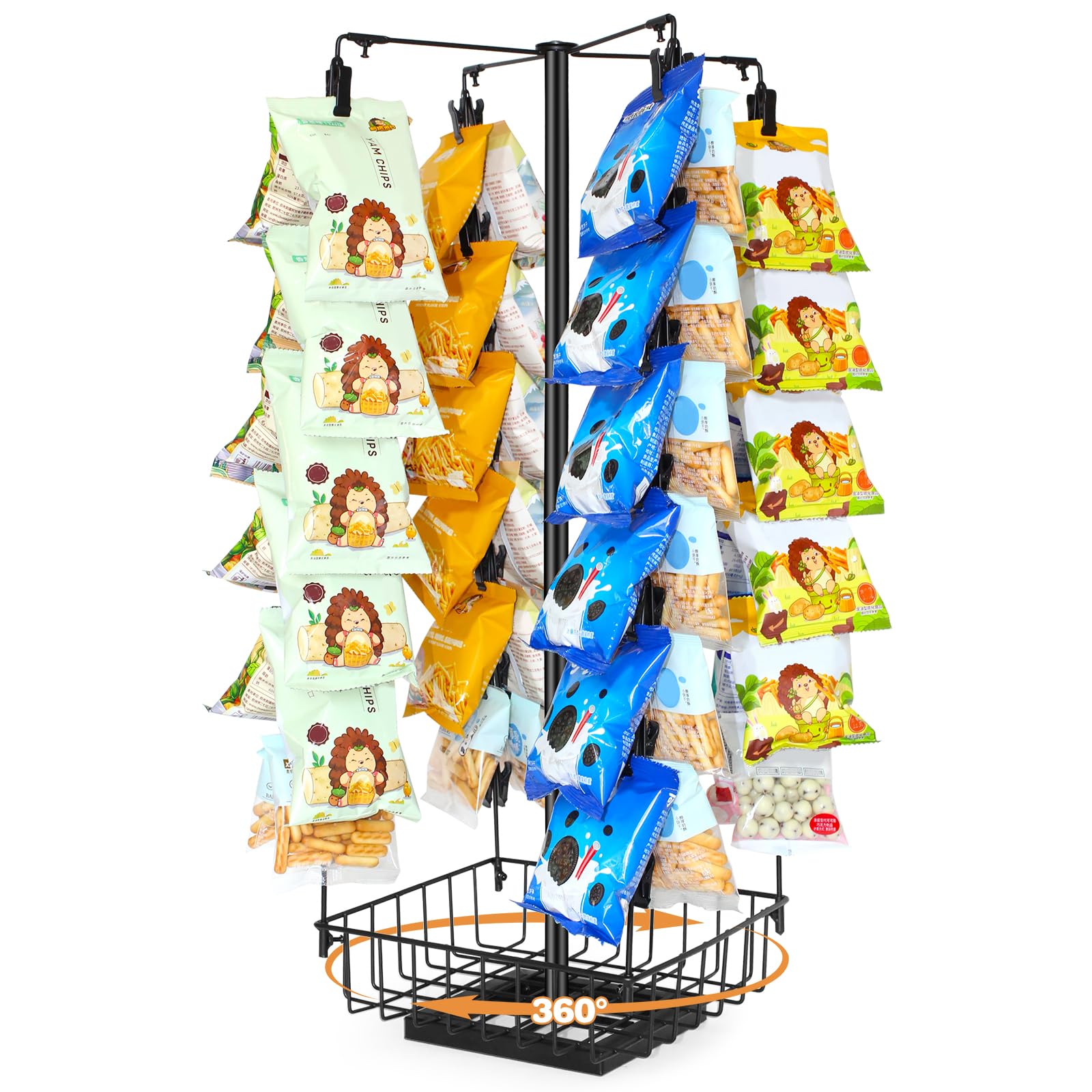 Amazon.com: Chip Rack Display Stand with Basket, 4-Row Snack Retail ...