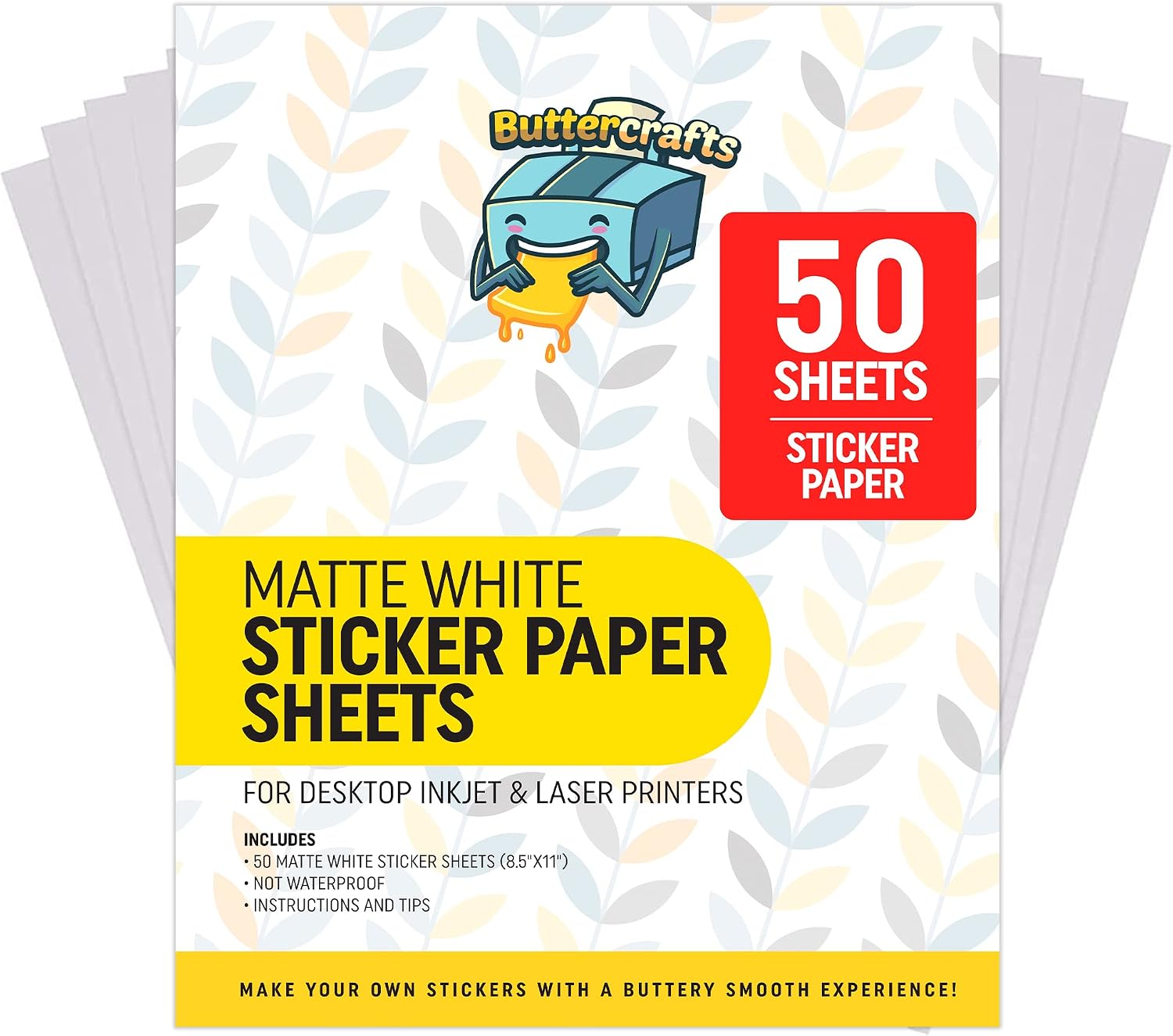 Amazon.com : Printable Sticker Paper for Inkjet & Laser Printers ...