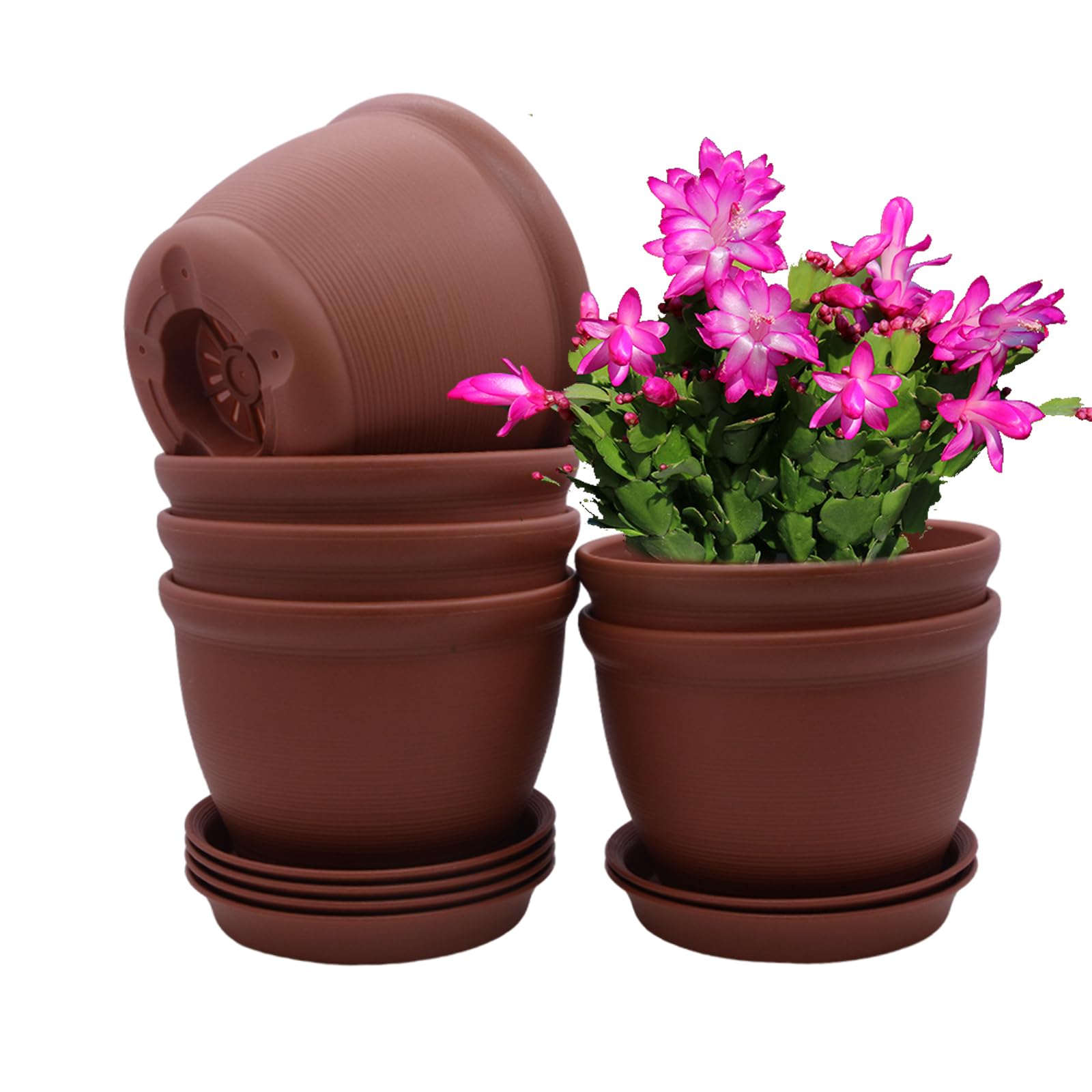 Amazon.com: MXCELL Extra Thick 6'' Plastic Garden Planter, 6 Pack ...