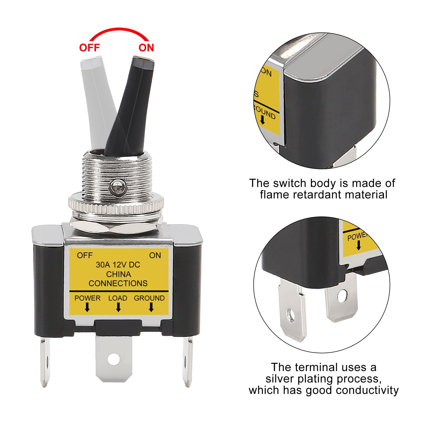 Snapklik.com : 4PCS Yellow LED Toggle Switch 30 Amp 12 Volt Toggle ...