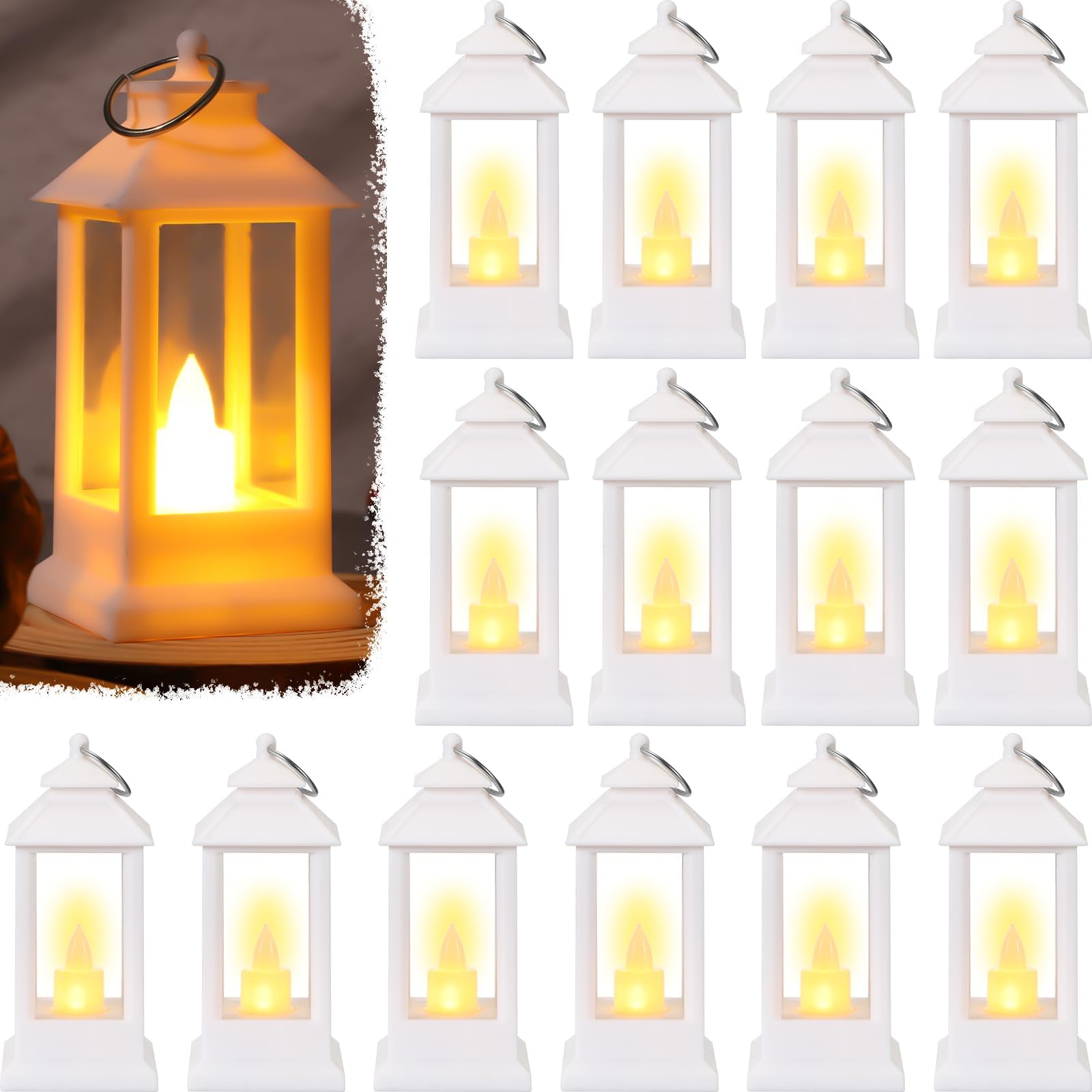 Amazon.com: Tujoe 16 Pcs Mini Lantern with Flickering LED Tea Light ...