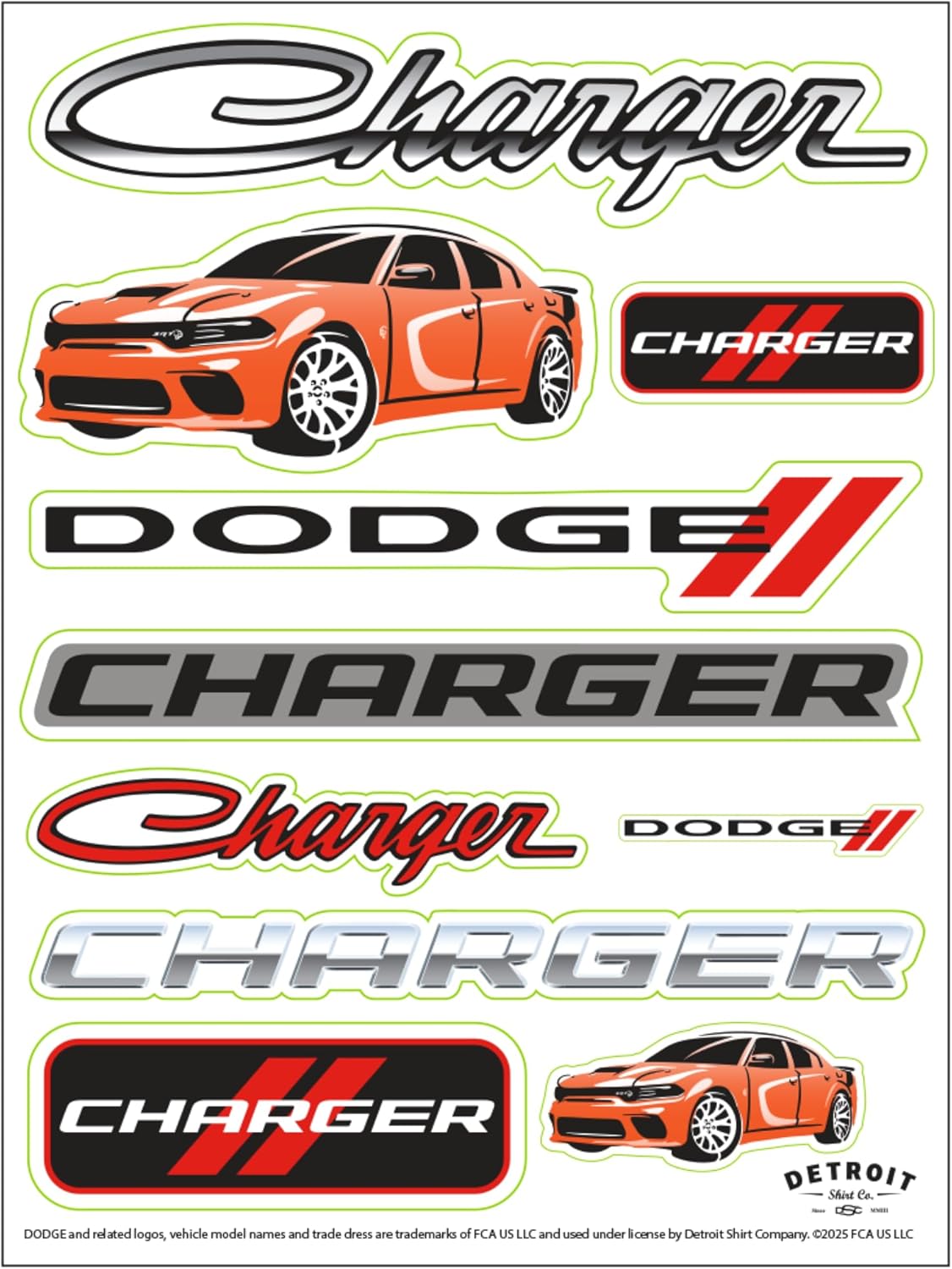 Amazon.com: Dodge Charger Stickers Sheet - 10 Classic Muscle Car Decals ...