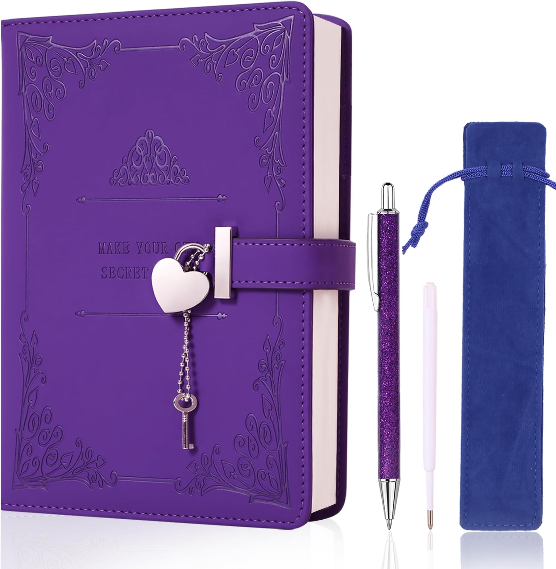 Amazon.com : AtoZ Create Lock Diary with Keys for Girls Leather Cover ...