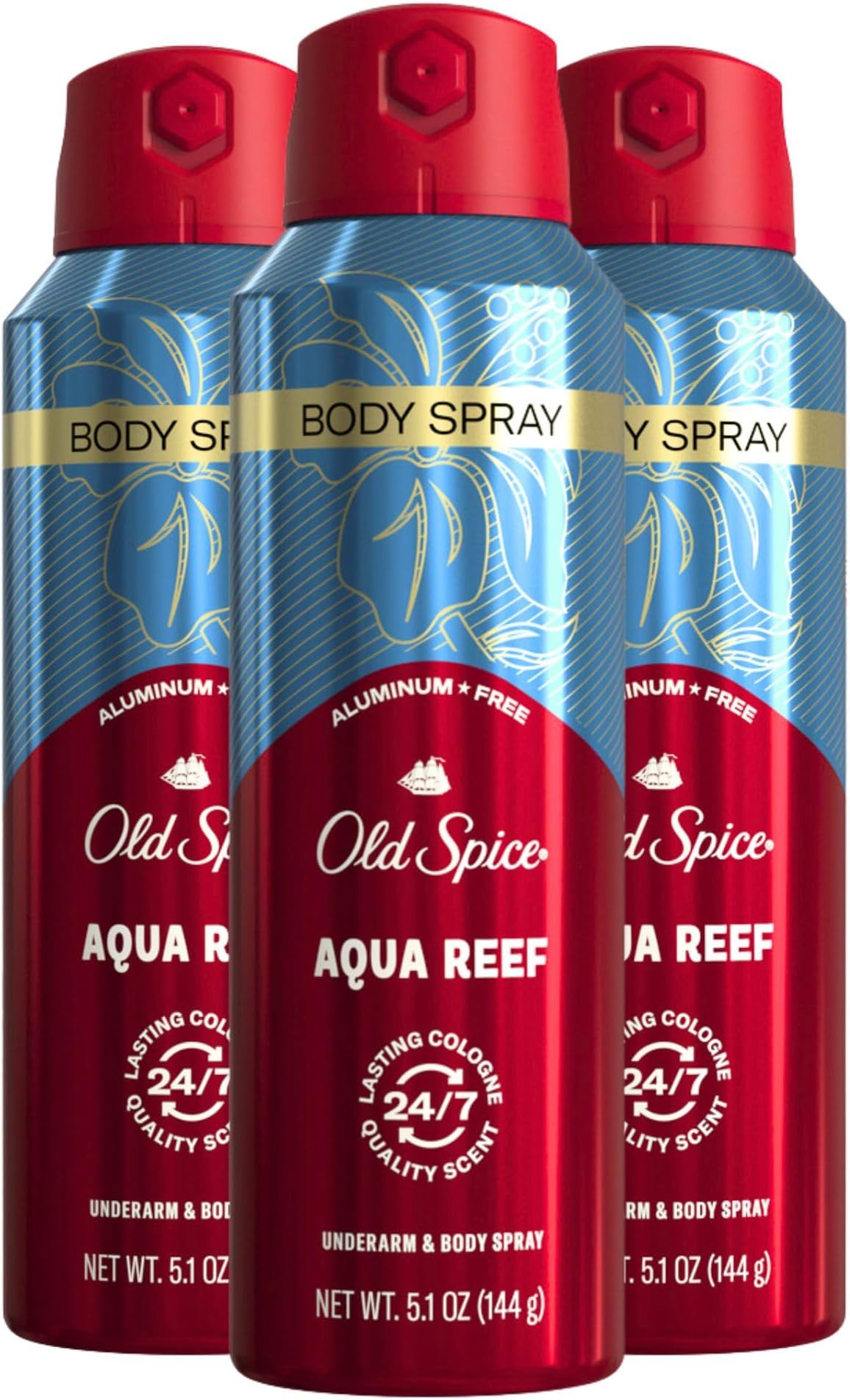 Amazon.com : Old Spice Aluminum Free Body Spray for Men, Aqua Reef, 5.1 ...