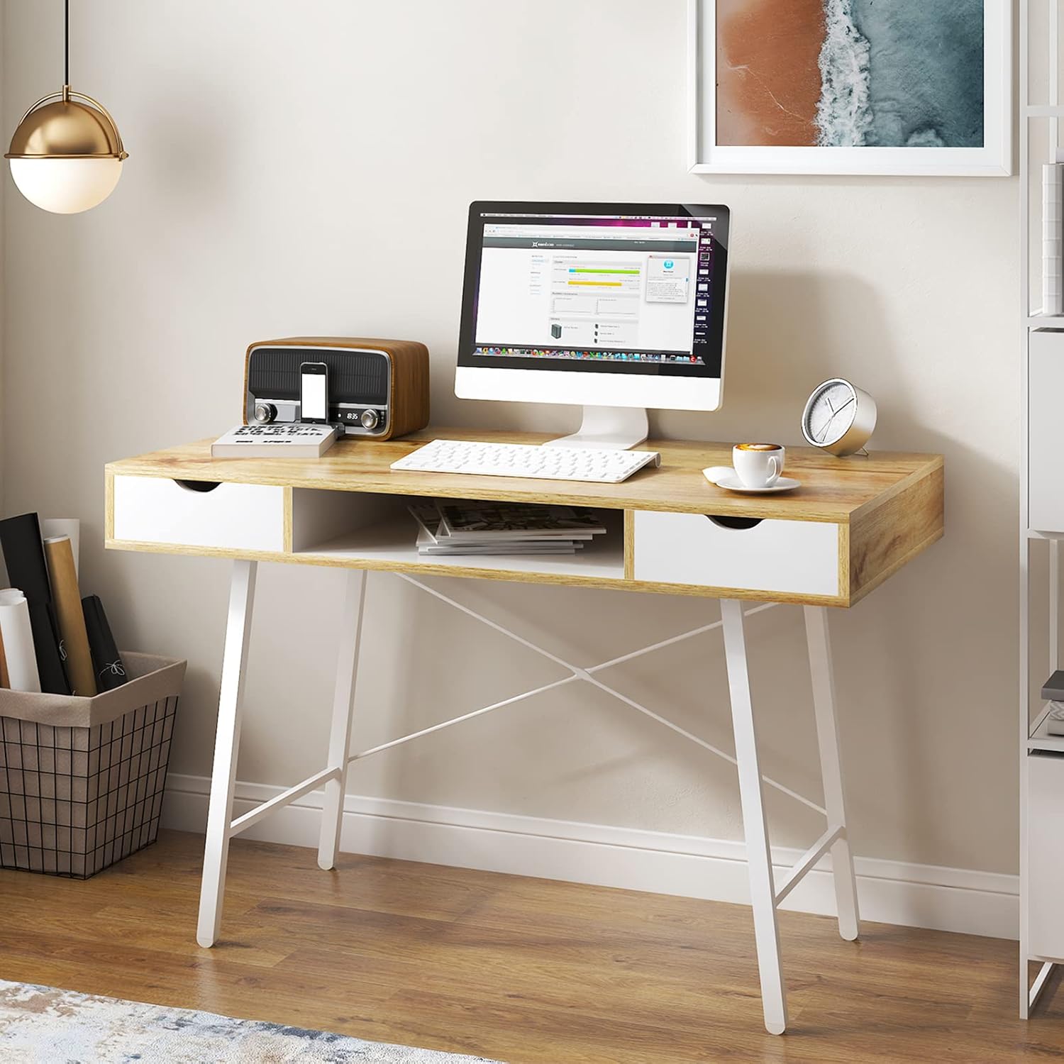 Amazon.com: soges Computer Desk 47 inch PC Desk Office Desk with 2 ...