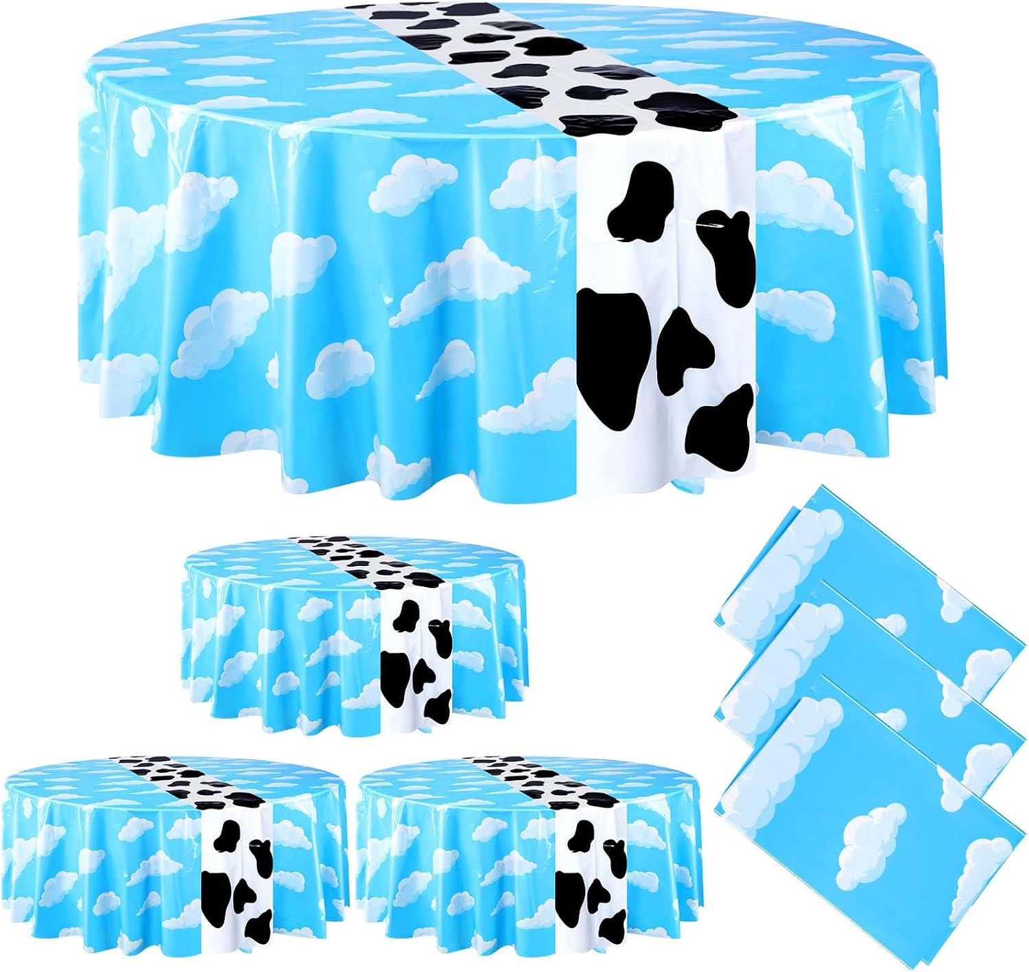 Amazon.com: Oudain Blue Sky White Clouds Party Tablecloth 84'' Cartoon ...